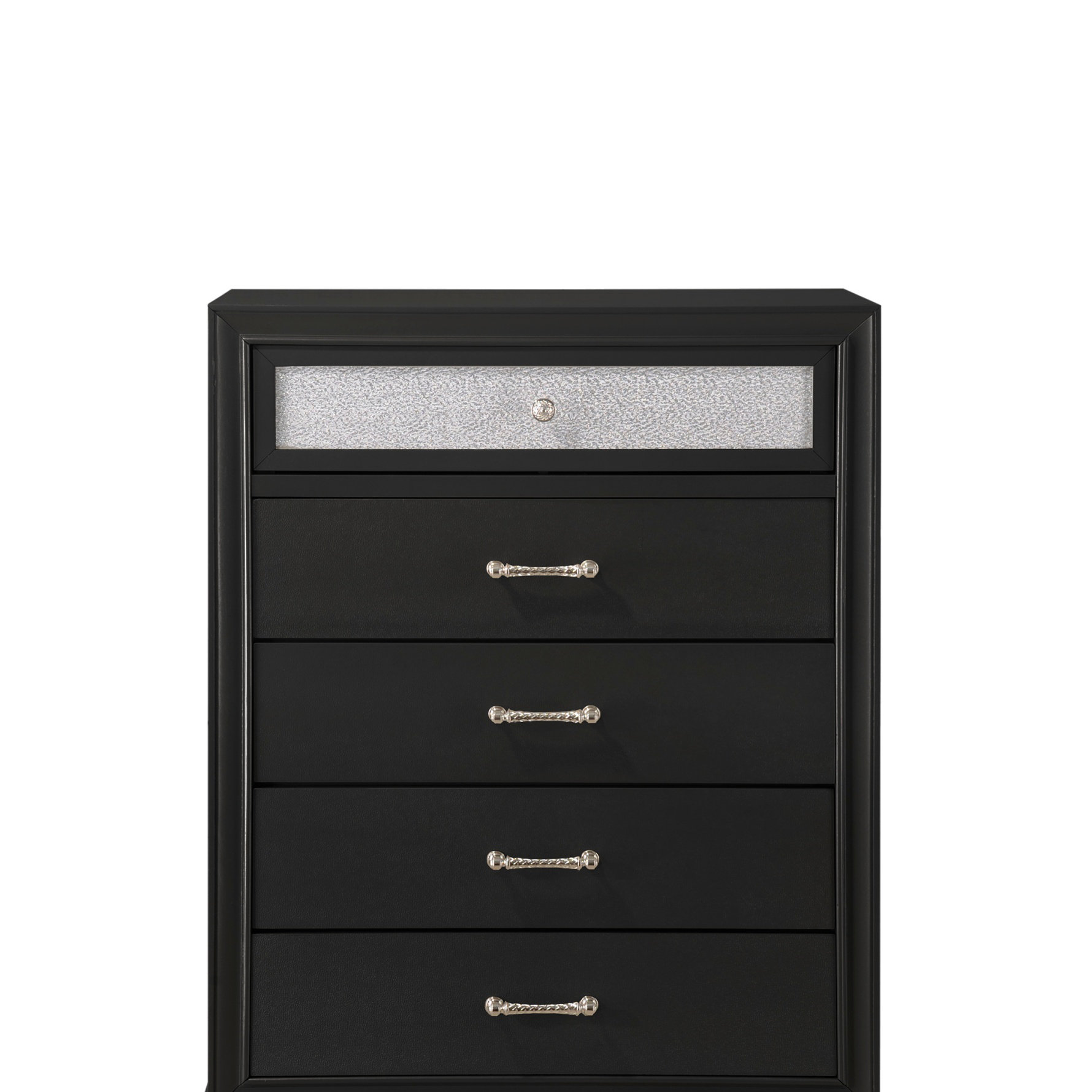 Mercer41 Luxury Glam Five-Drawer Chest with Two-Toned Black Finish and ...