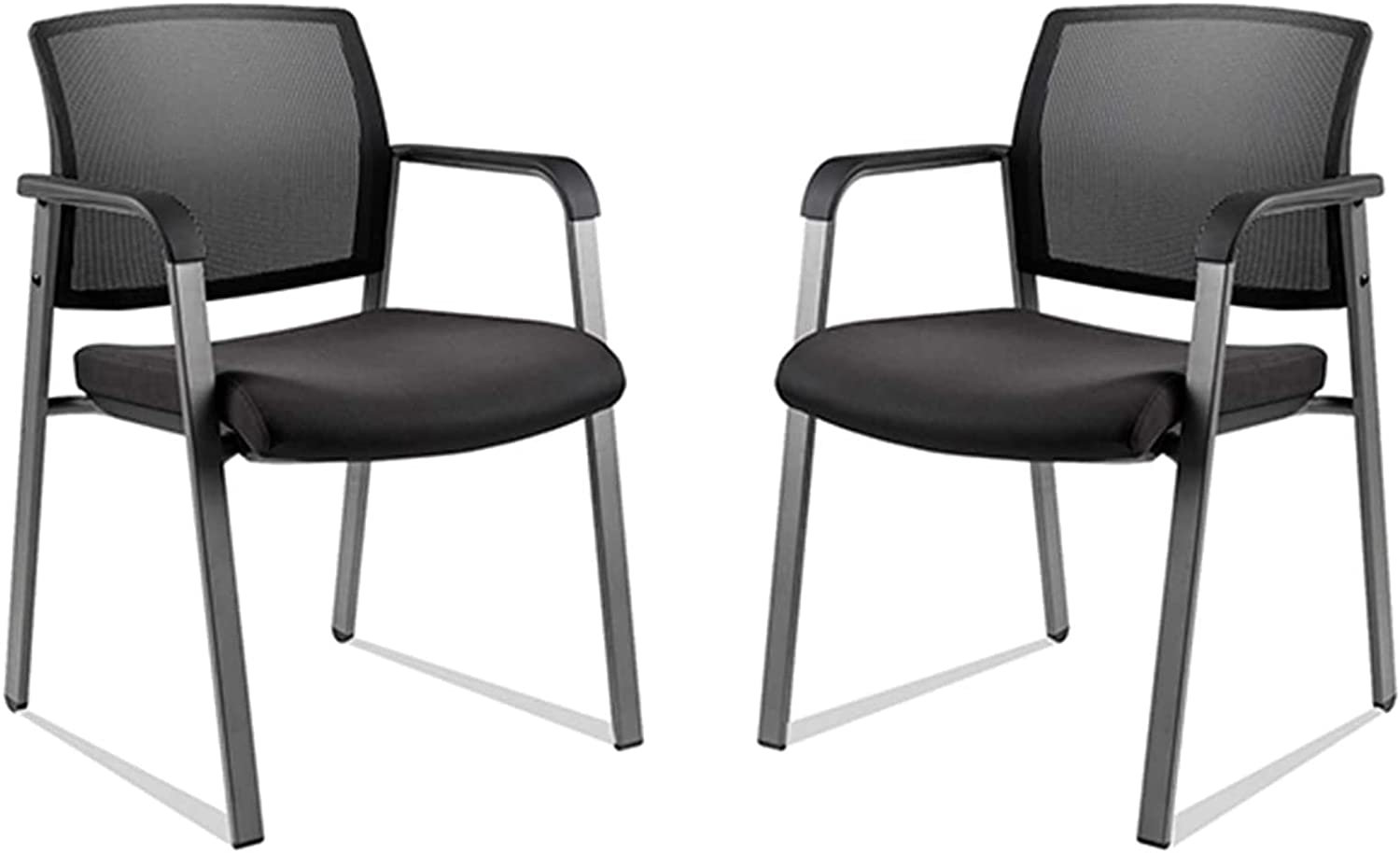 Inbox Zero Mesh Back Stacking Arm Chairs with Upholstered Fabric Seat ...