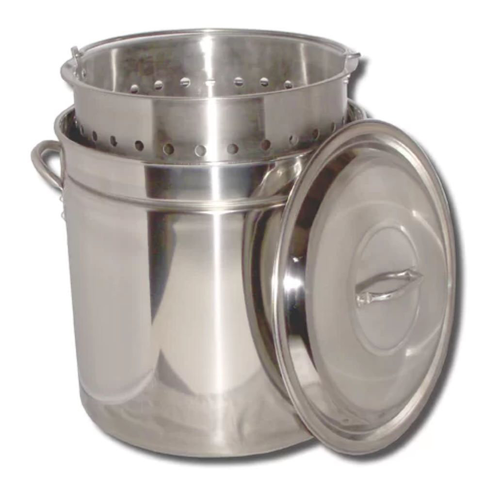 King Kooker Ridged Stainless Steel Boiling Pot with Basket and Lid ...