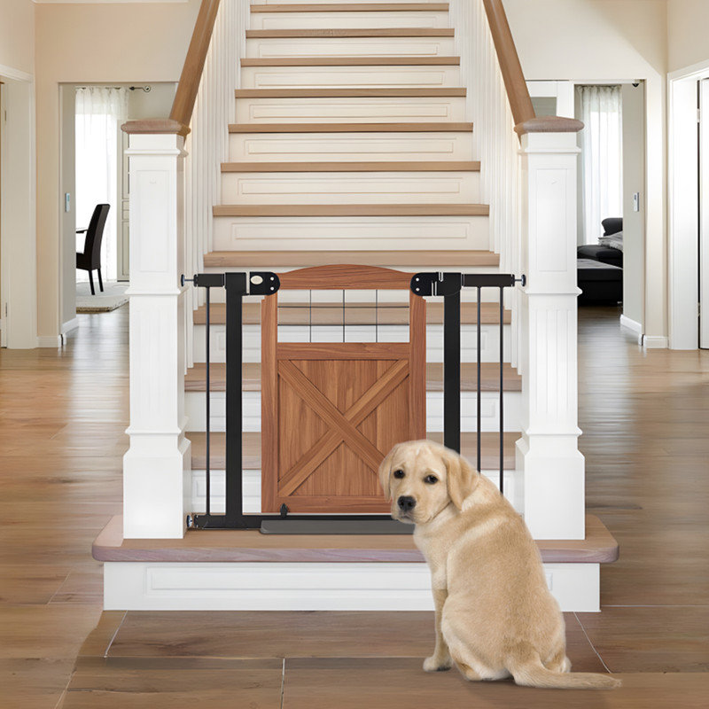 Archie & Oscar™ Barn Door Dog Gate, Anti-Kick Pet Gate with Walk ...