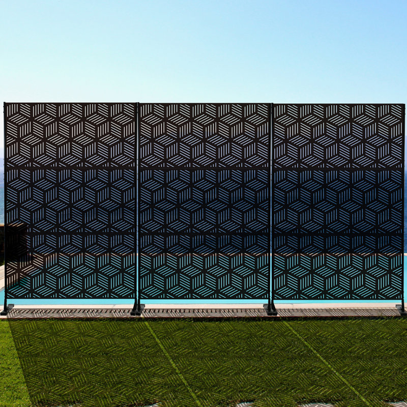 Kozyard Metal Privacy Screen 47.2" W Decorative Outdoor Divider (Black ...