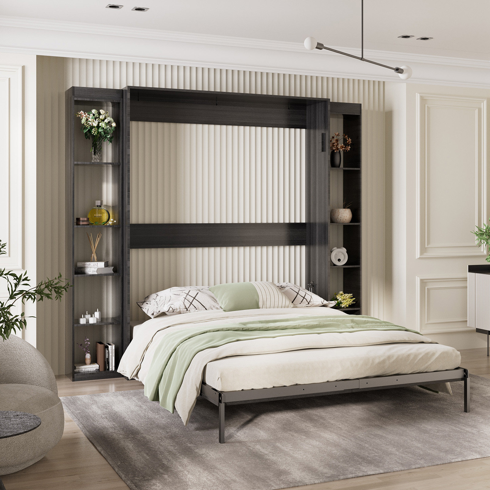 Hokku Designs Large Murphy Bed With Dual Side Cabinets, Space-saver ...