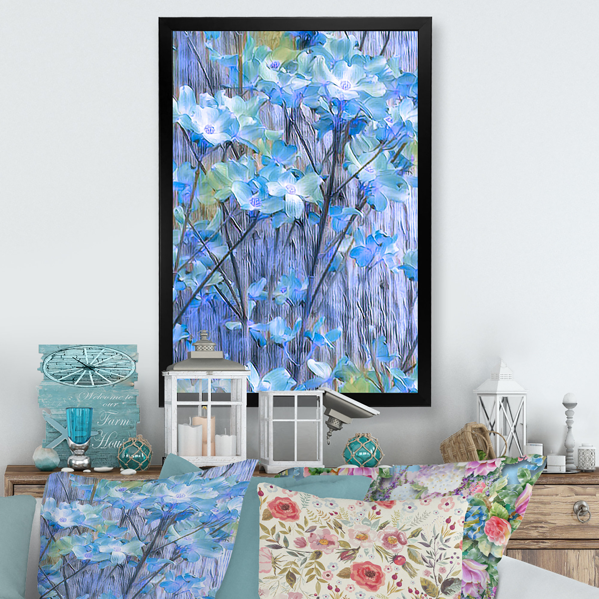 Winston Porter Valentine Blooming Blue Pastel Flowers - Traditional ...