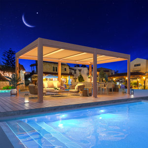 Erommy 20 Ft. W x 12 Ft. D Outdoor Louvered Pergola With Auto ...