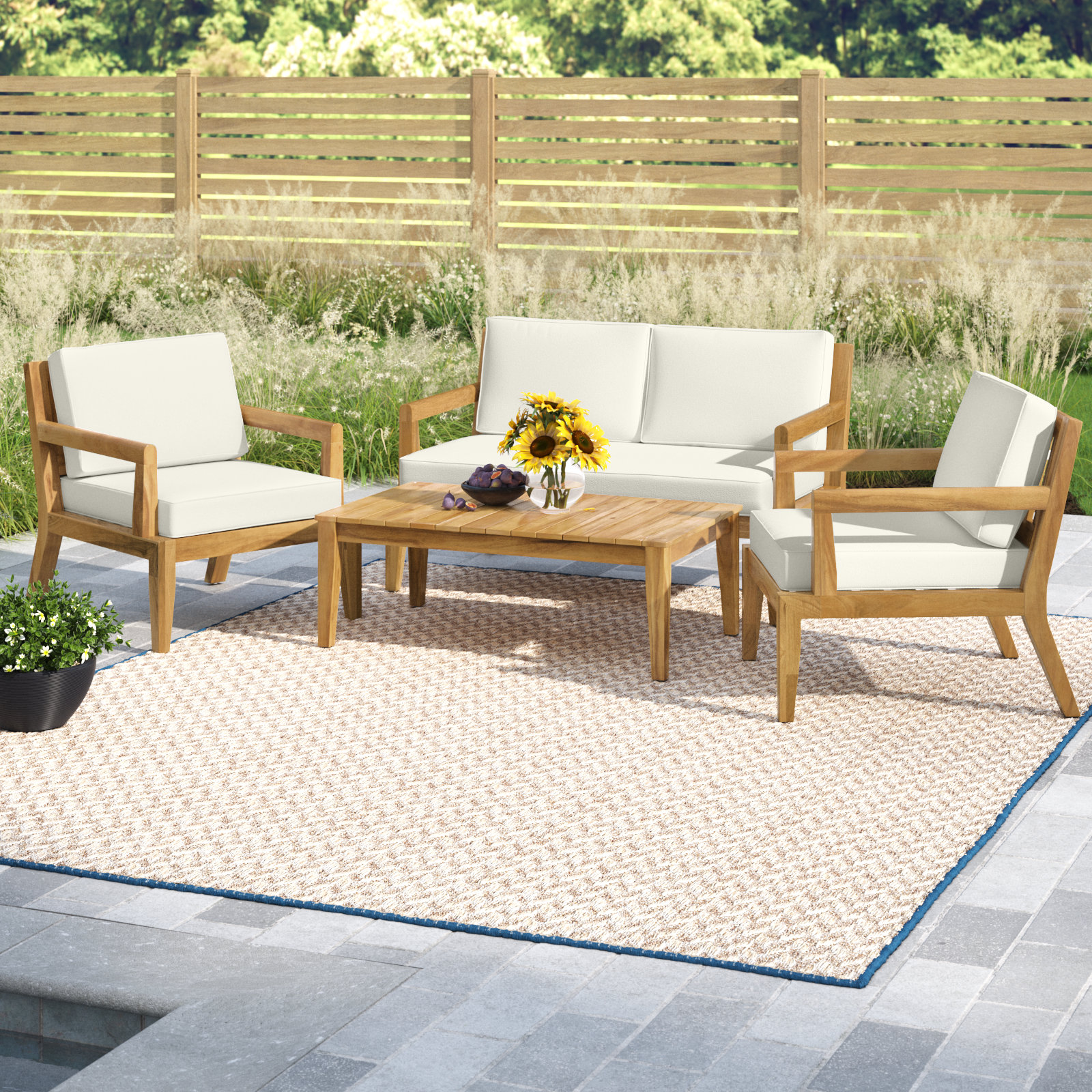 Sand & Stable Gladys 4 - Person Outdoor Seating Group with Cushions ...