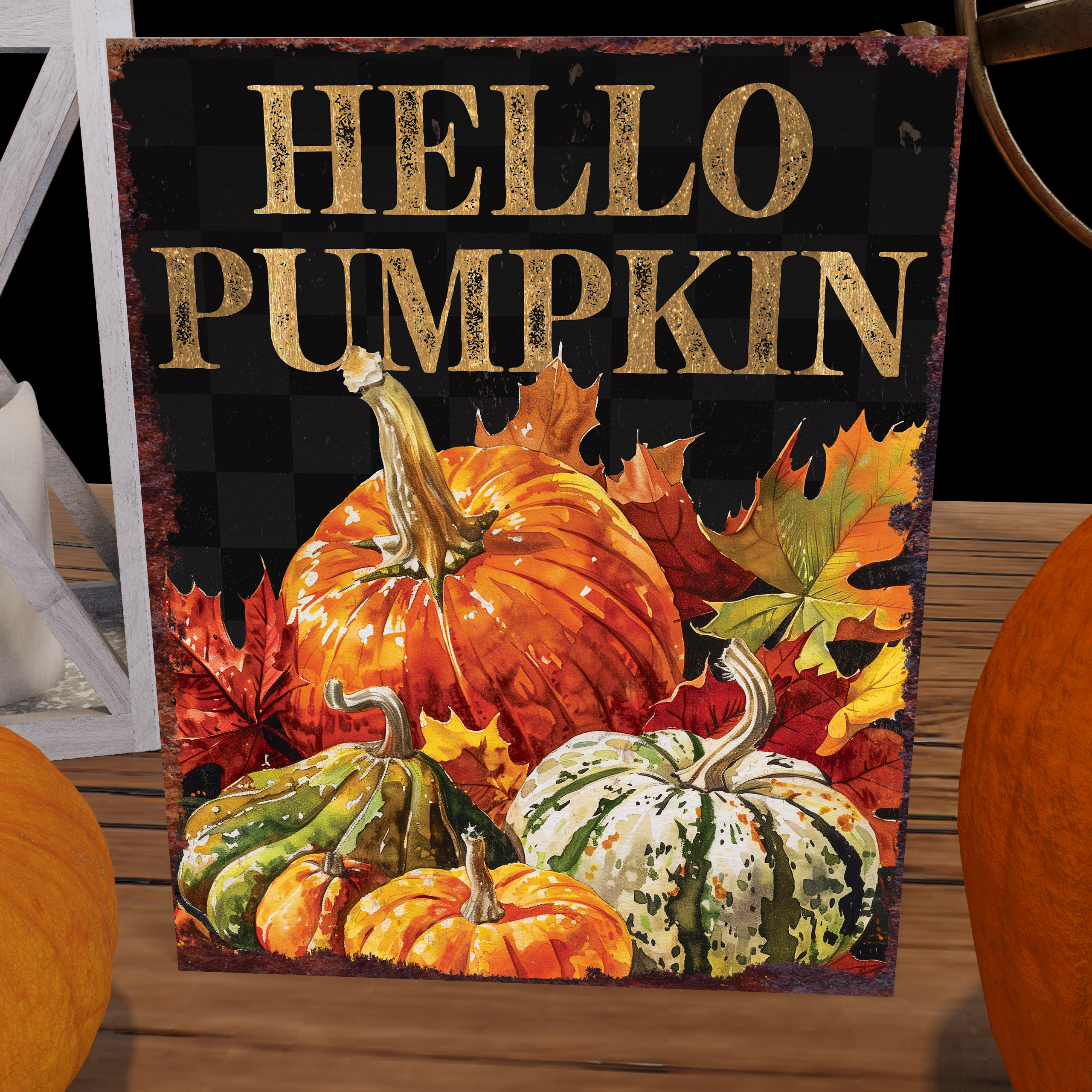 August Grove® 15in Hello Pumpkin Fall Table Decor - Fall Wooden Decor ...