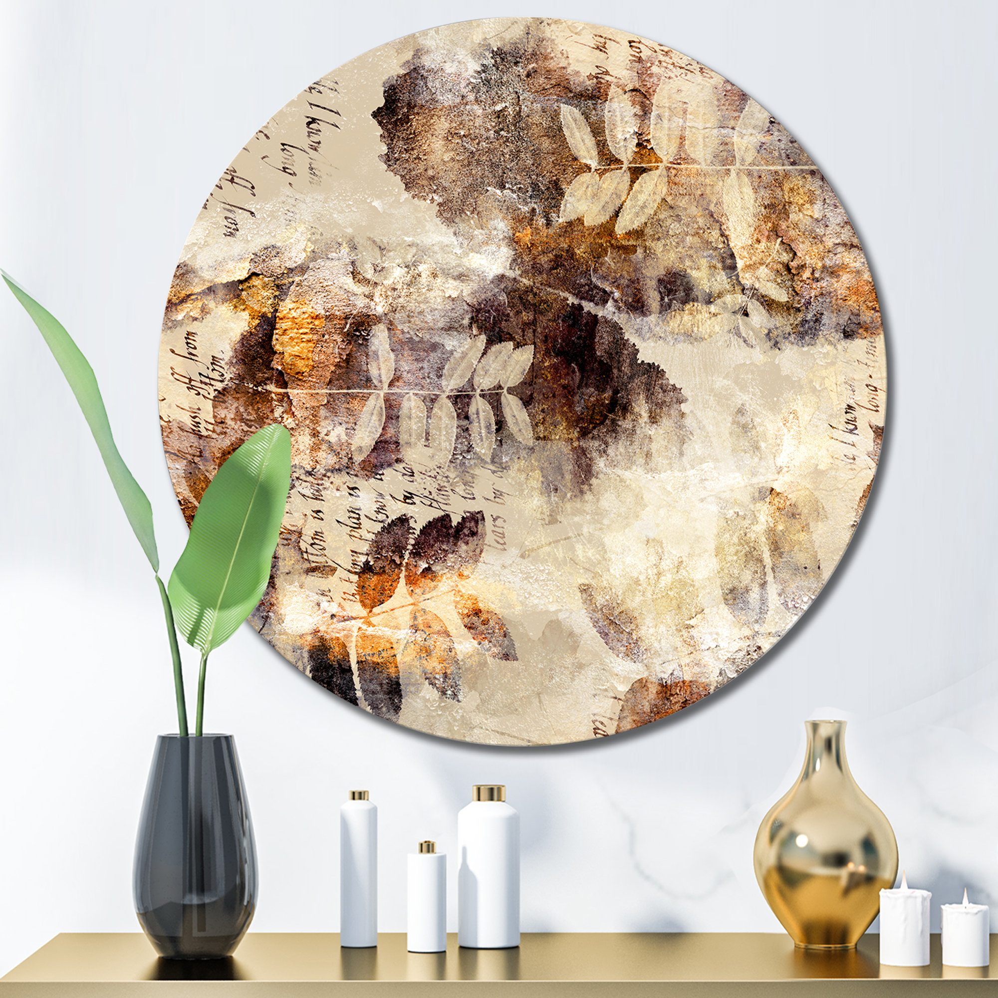 One Allium Way® Brown Orange and Gray Grunge Pattern - Unframed Graphic ...