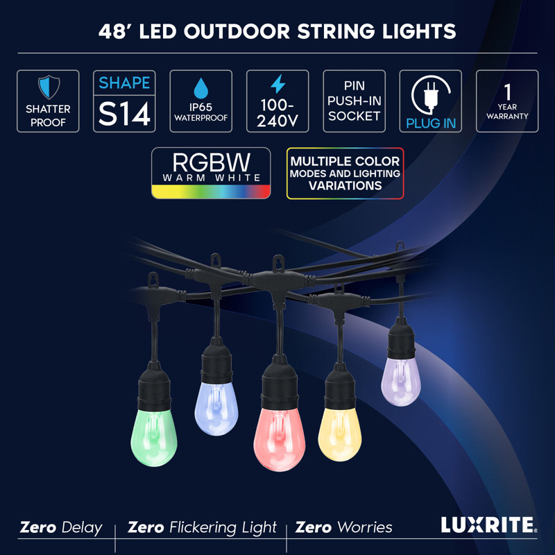 Arlmont & Co. Serren Outdoor 24 - Bulb 576'' Plug-in LED String Light ...