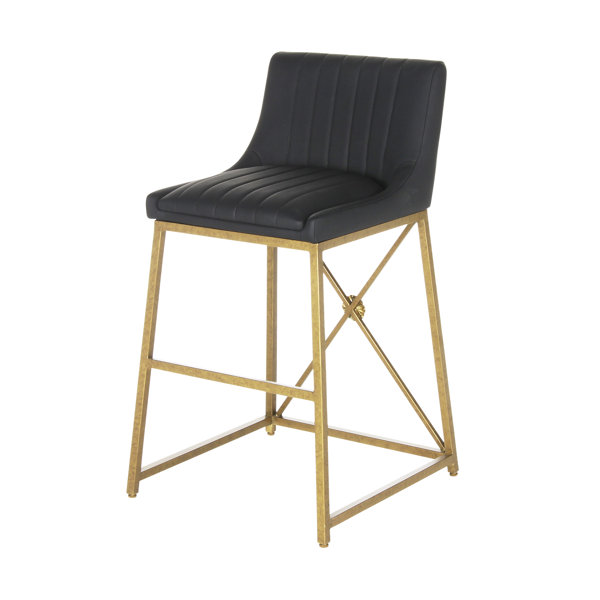 ellahome Medallion Upholstered Counter Stool with Metal Frame - Wayfair ...