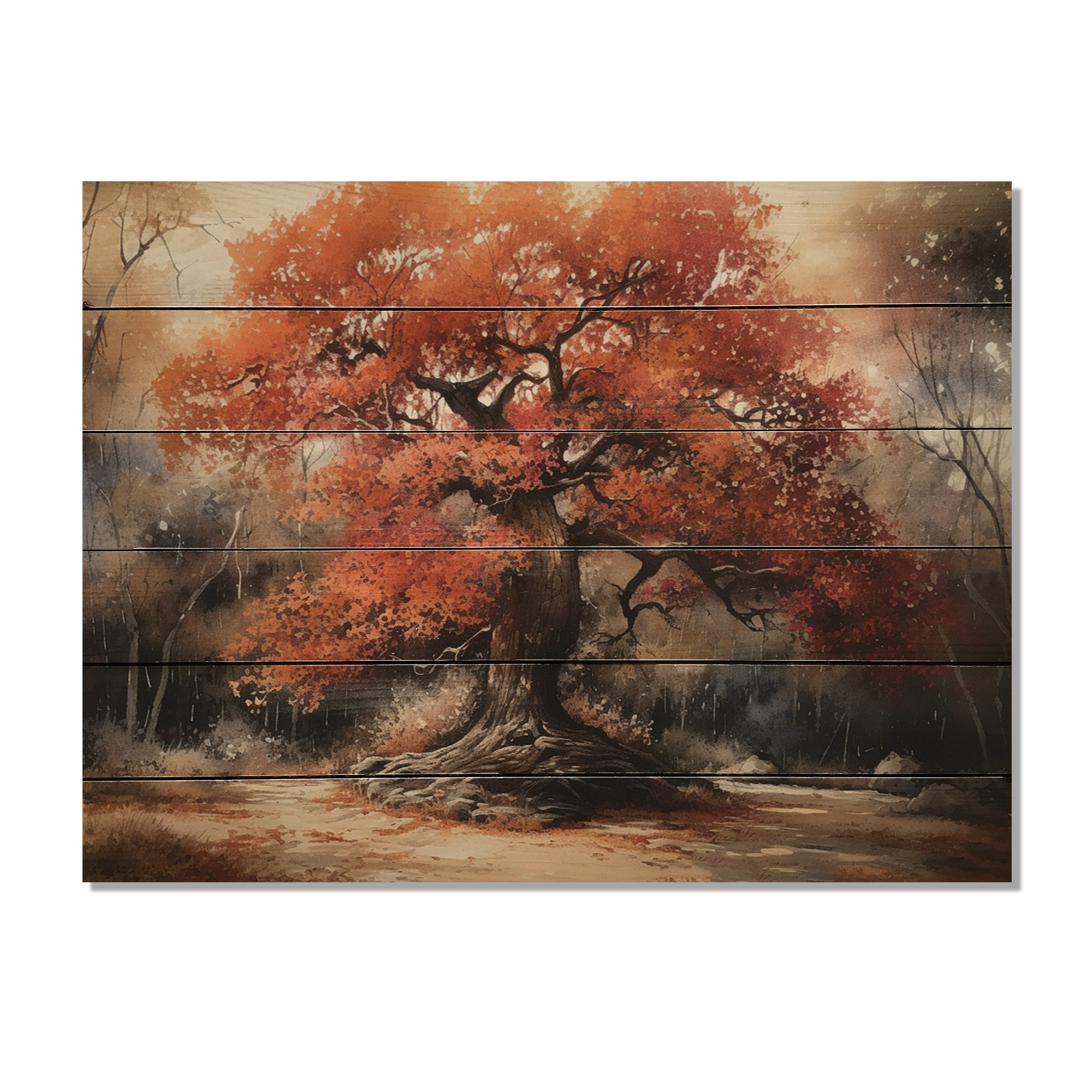 Loon Peak® Fall Foliage Tree In The Woods II - Tree Floral Print on ...