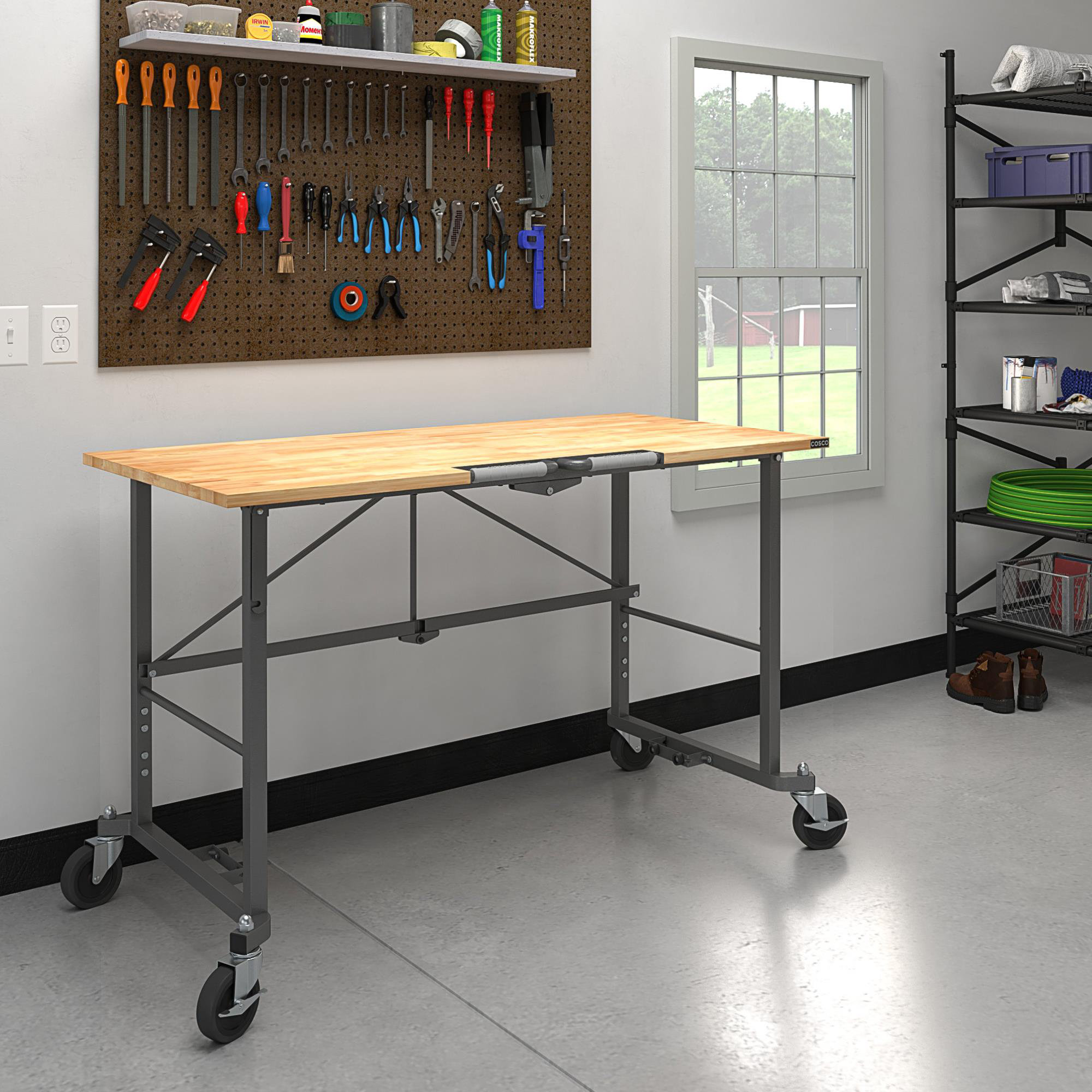 COSCO Smartfold Portable Folding Workbench, Hardwood Top & Reviews ...