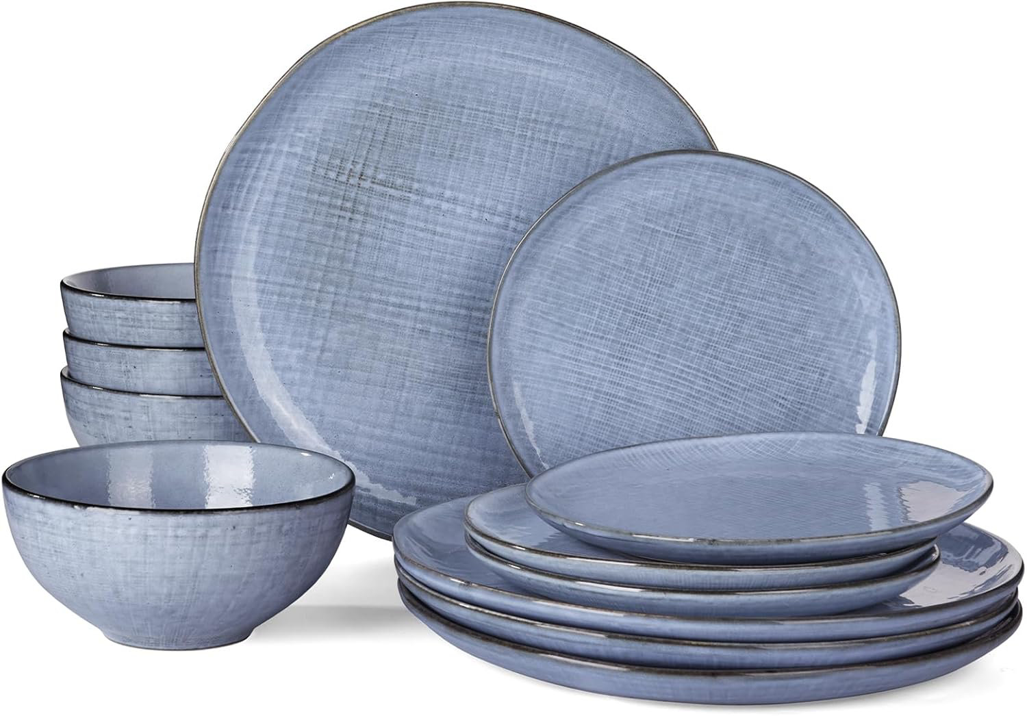Brayden Studio® Moonlight Plates And Bowls Sets, 12 Pieces Stoneware ...