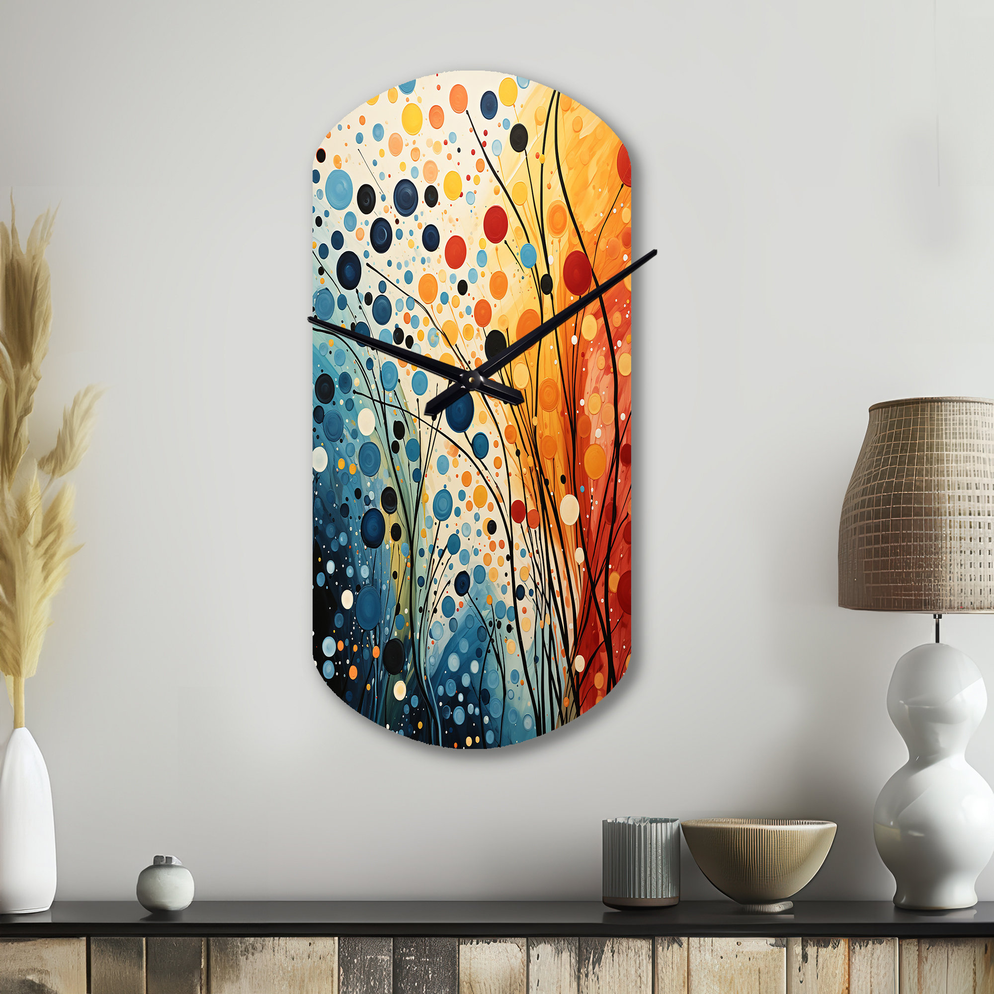 East Urban Home Hensler - Cylinder Shape Multi-Color Wall Clock | Wayfair
