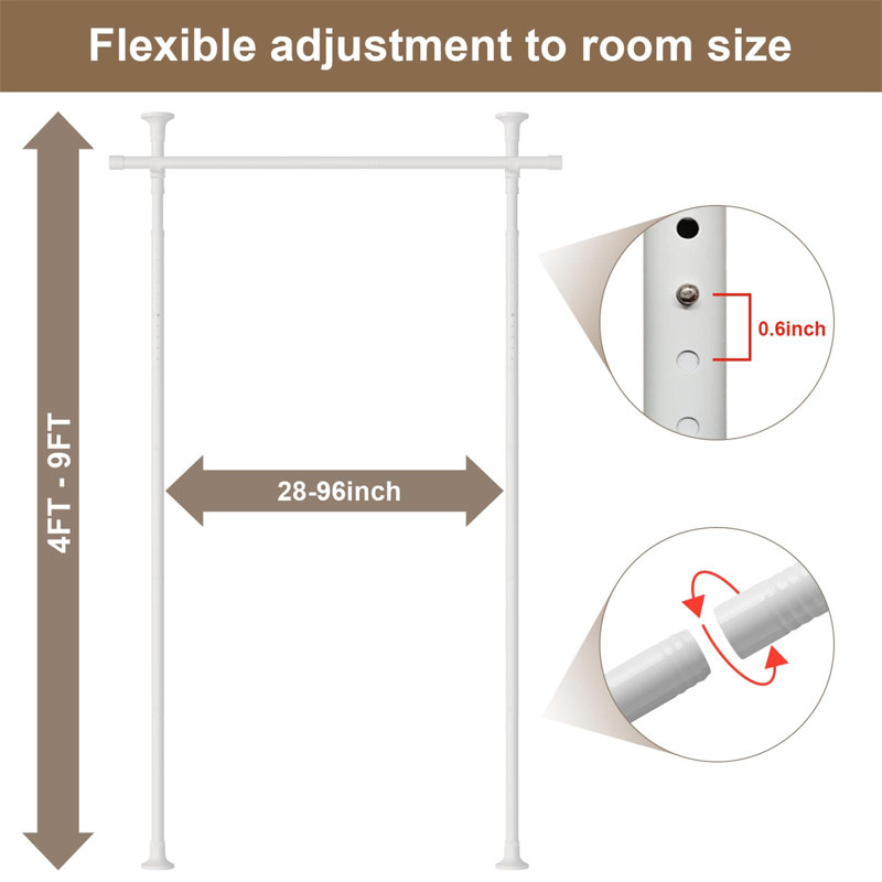 Latitude Run® Room Divider Curtain Rod,No Drilling Partition Room ...