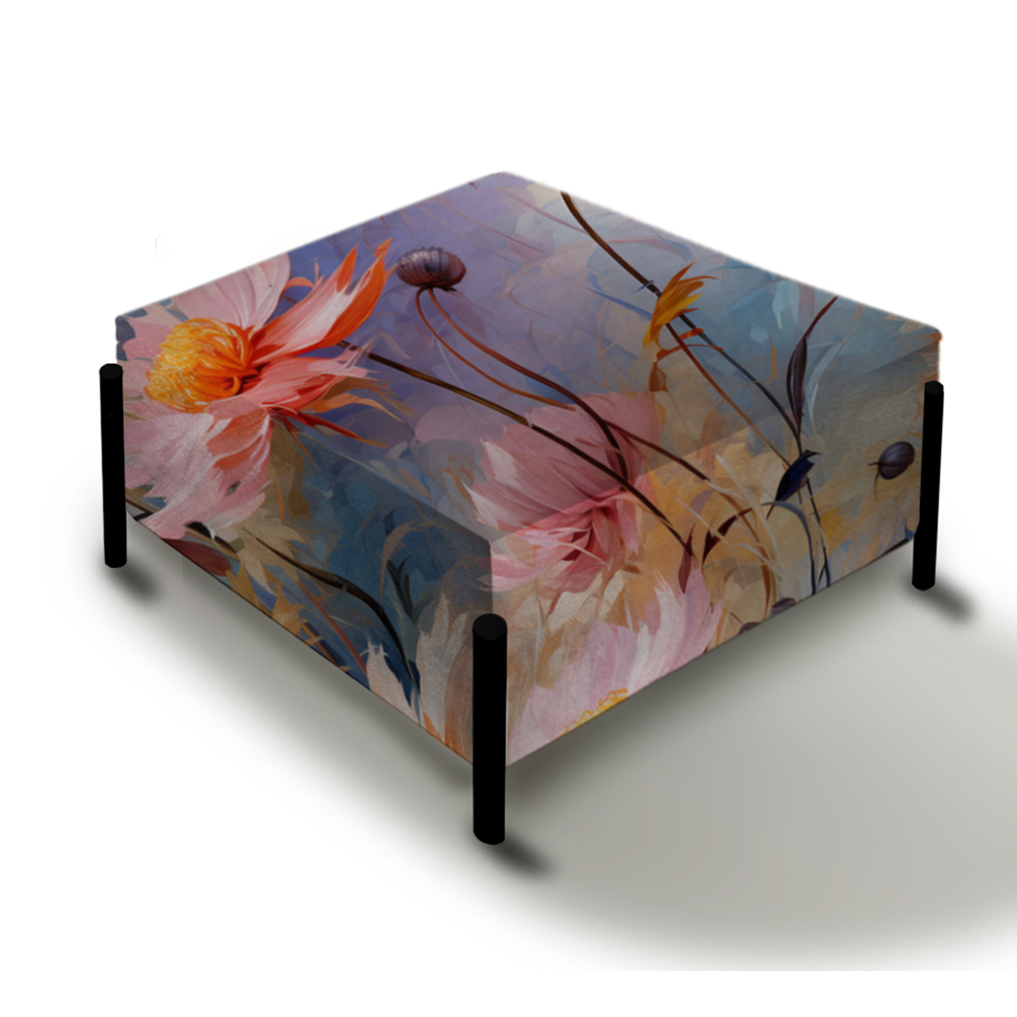 Design Art Pink Monets Garden Botanical Pattern I - Floral Large Square ...