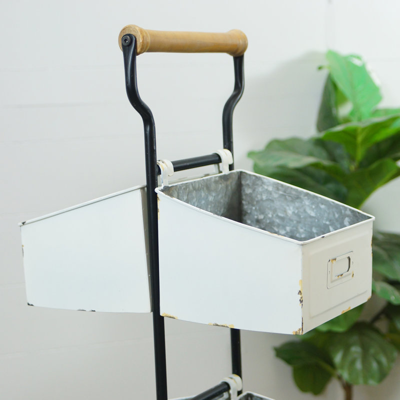 August Grove® VIP Metal 38 in. White Three Tiered Market Bin | Wayfair