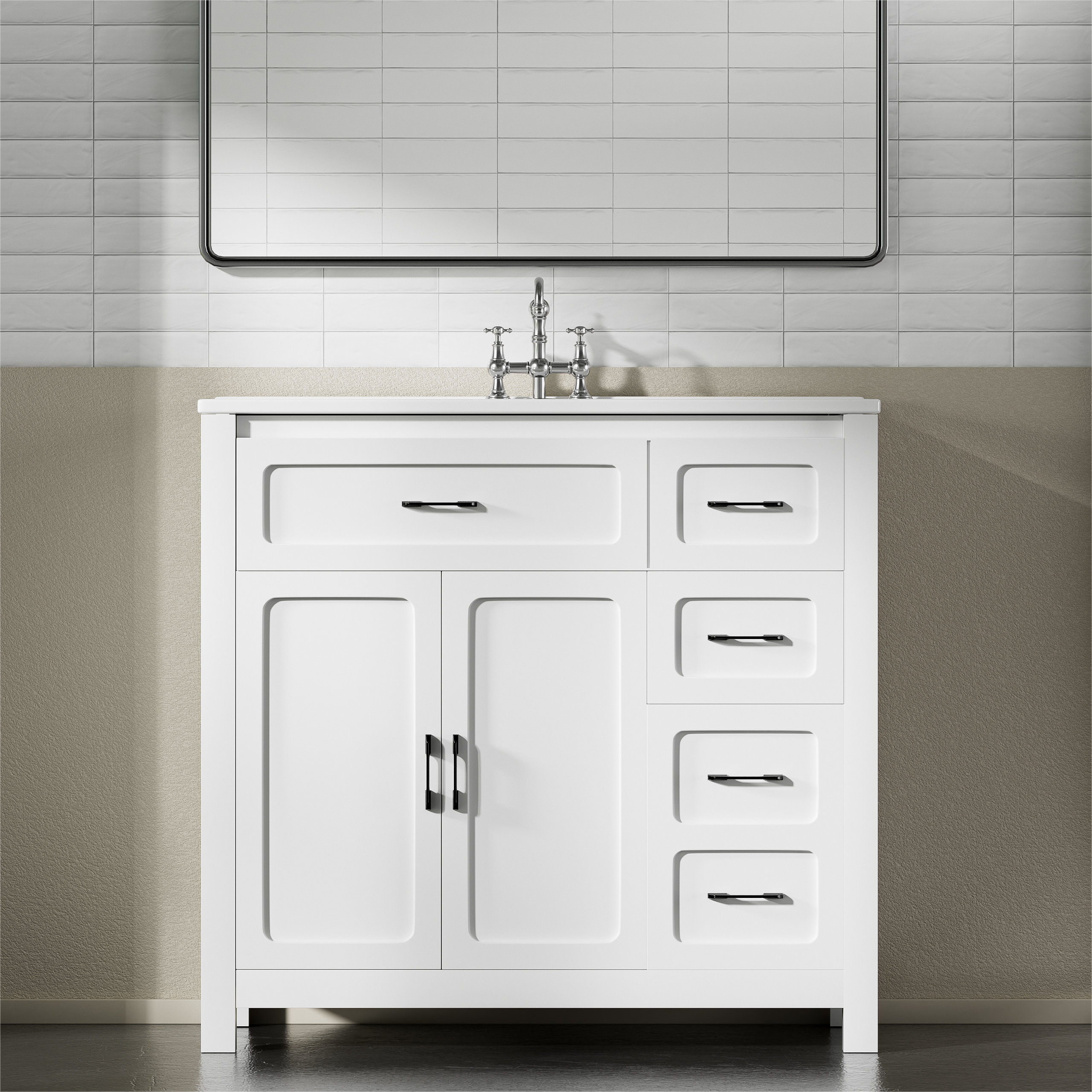 Winston Porter Tenley 36 Single Freestanding White Bathroom Vanity