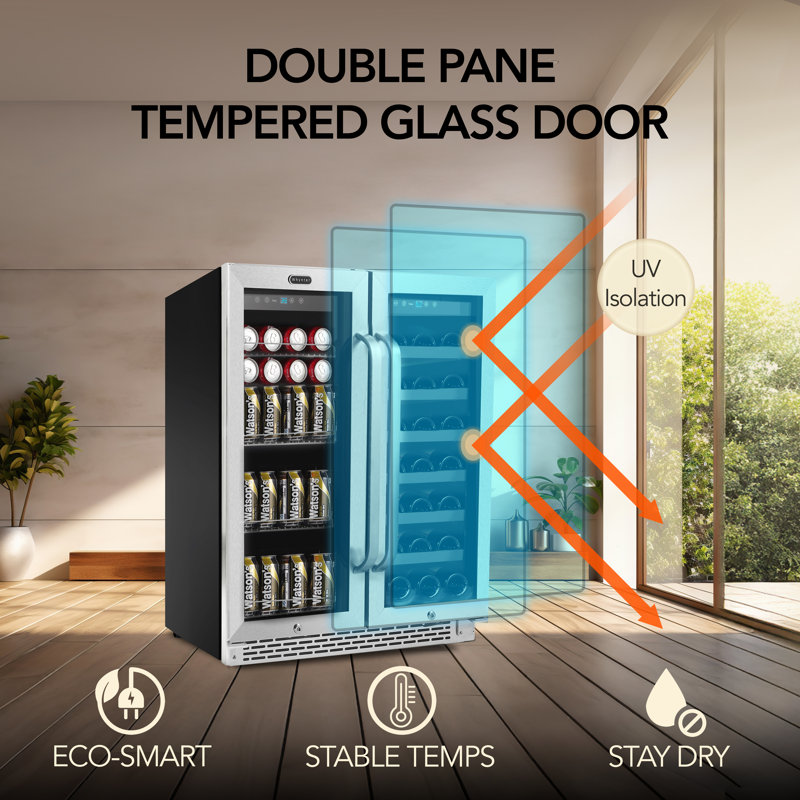 Whynter 30'' width 33 Bottle and 112 Can Dual Zone Built-In Wine ...