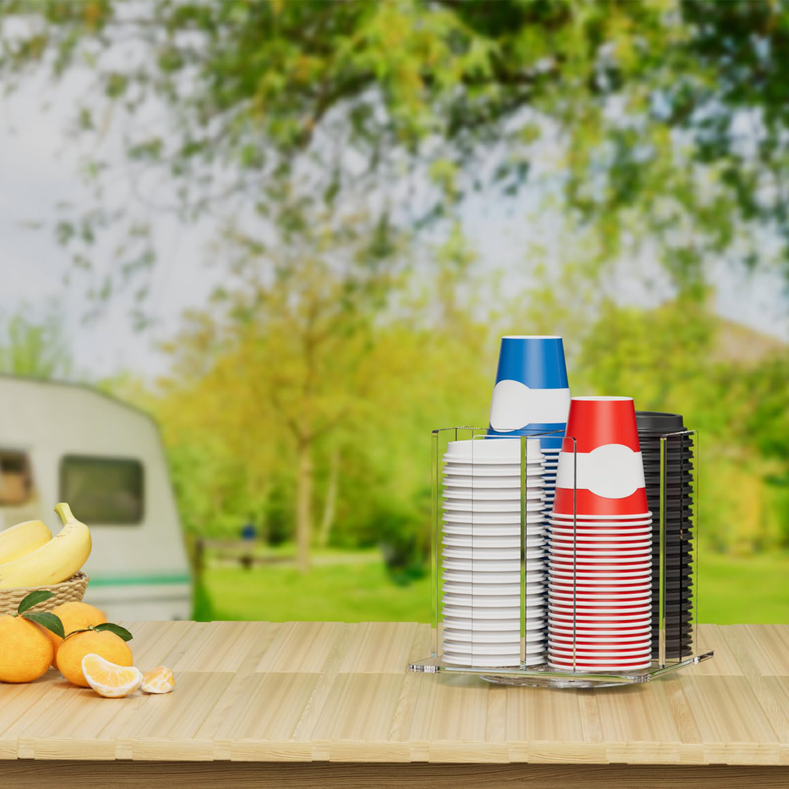 Orren Ellis Cup And Lid Holder, 4 Compartment, Square | Rotating Coffee ...