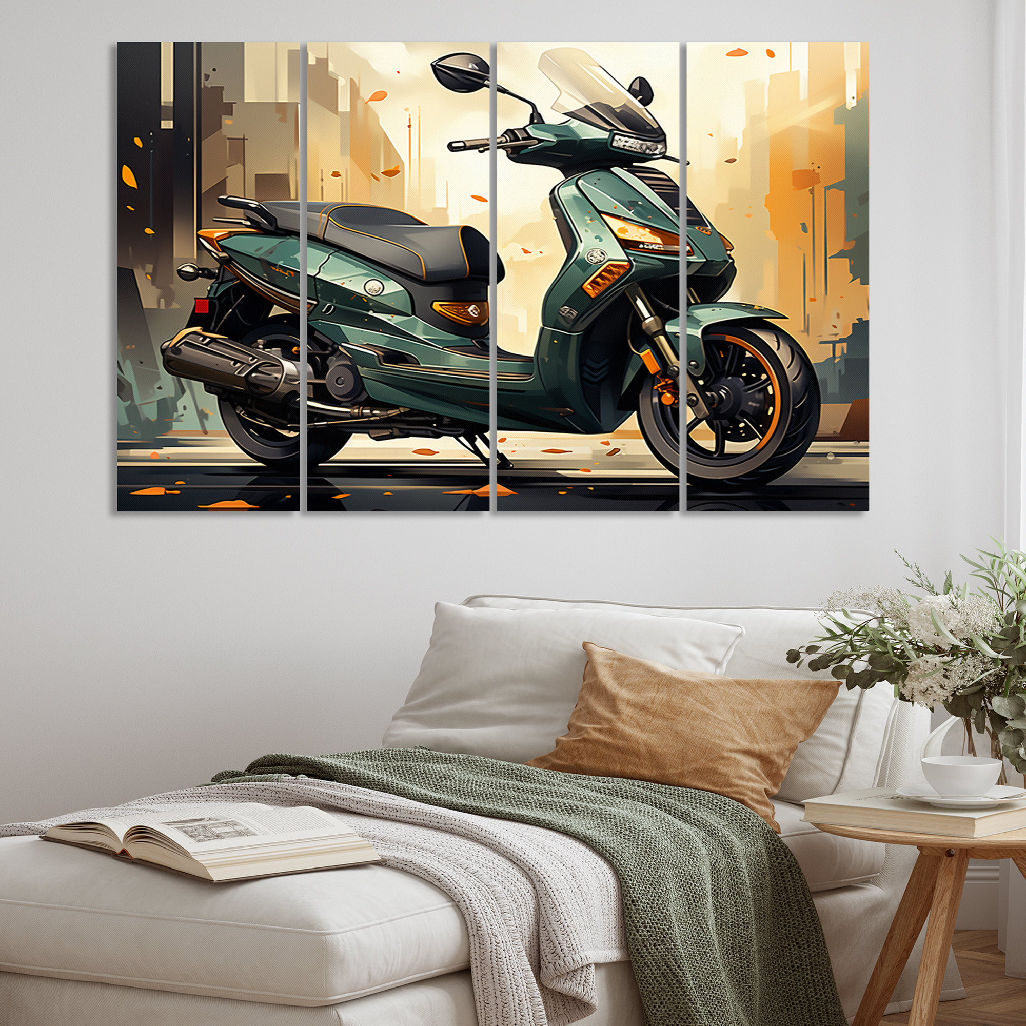 Williston Forge " Green Scooter Cafe Racer " 4 - Pieces | Wayfair