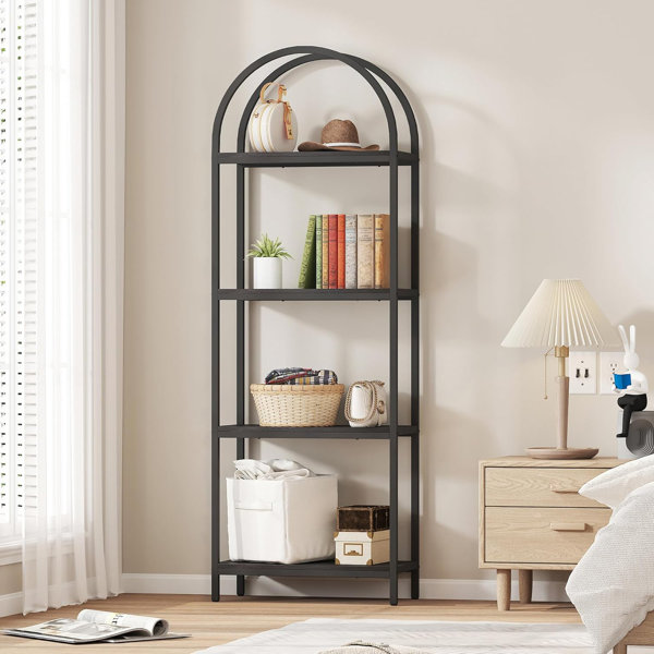 Latitude Run® 4 Tier Arched Bookcase, Tall Industrial Open Book Shelves ...
