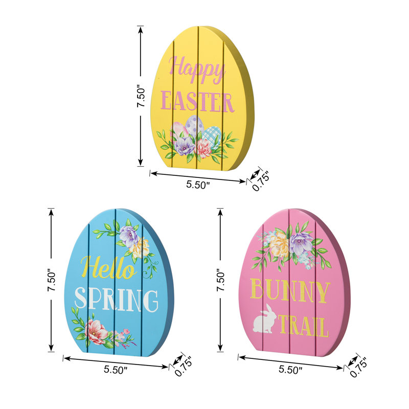 The Holiday Aisle® 3 Piece Easter Egg Sign Set | Wayfair