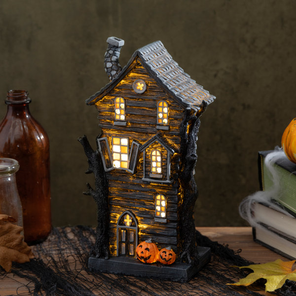 The Holiday Aisle® 10.75" LED Resin Haunted House Tabletop Décor | Wayfair