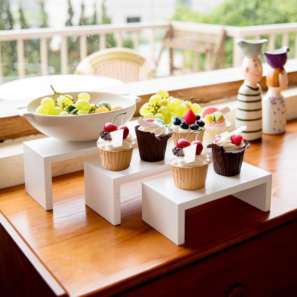 Ebern Designs 3PCS Decorative Wooden Tabletop Tiered Display Riser ...