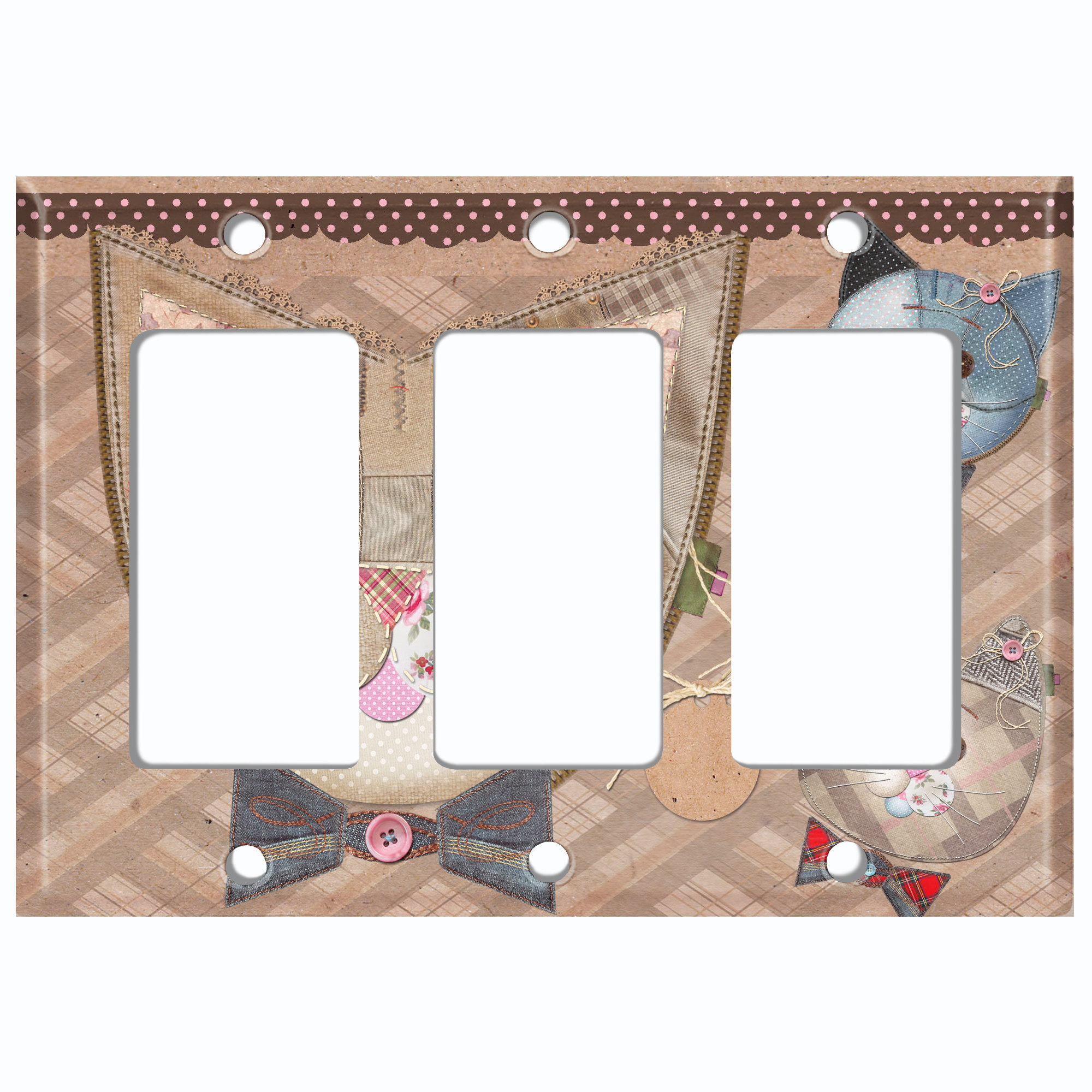 WorldAcc Metal Light Switch Plate Outlet Cover (Patchwork Cat Button ...