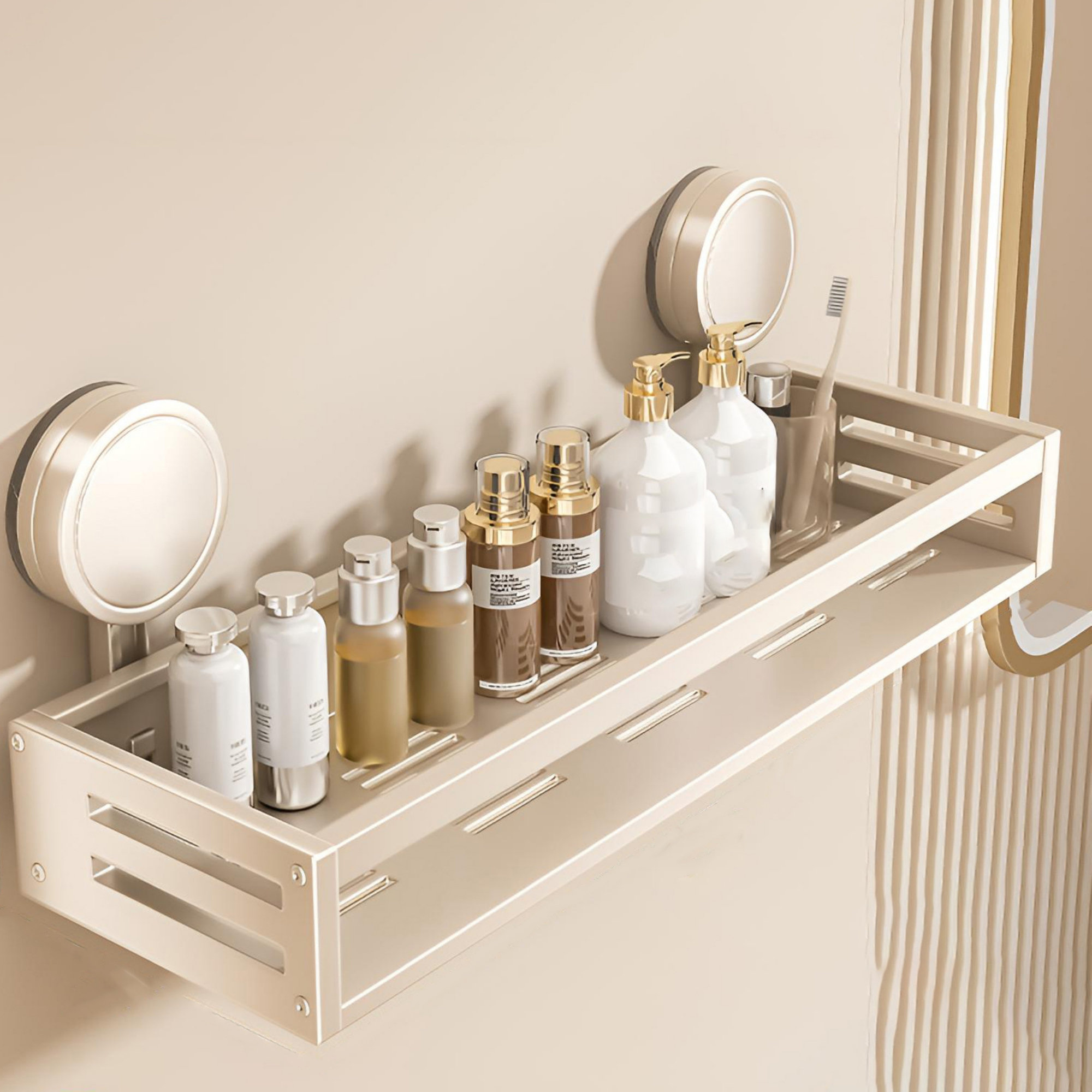 Rebrilliant Strong Suction Cup Storage Rack, Draining Bathroom Storage ...