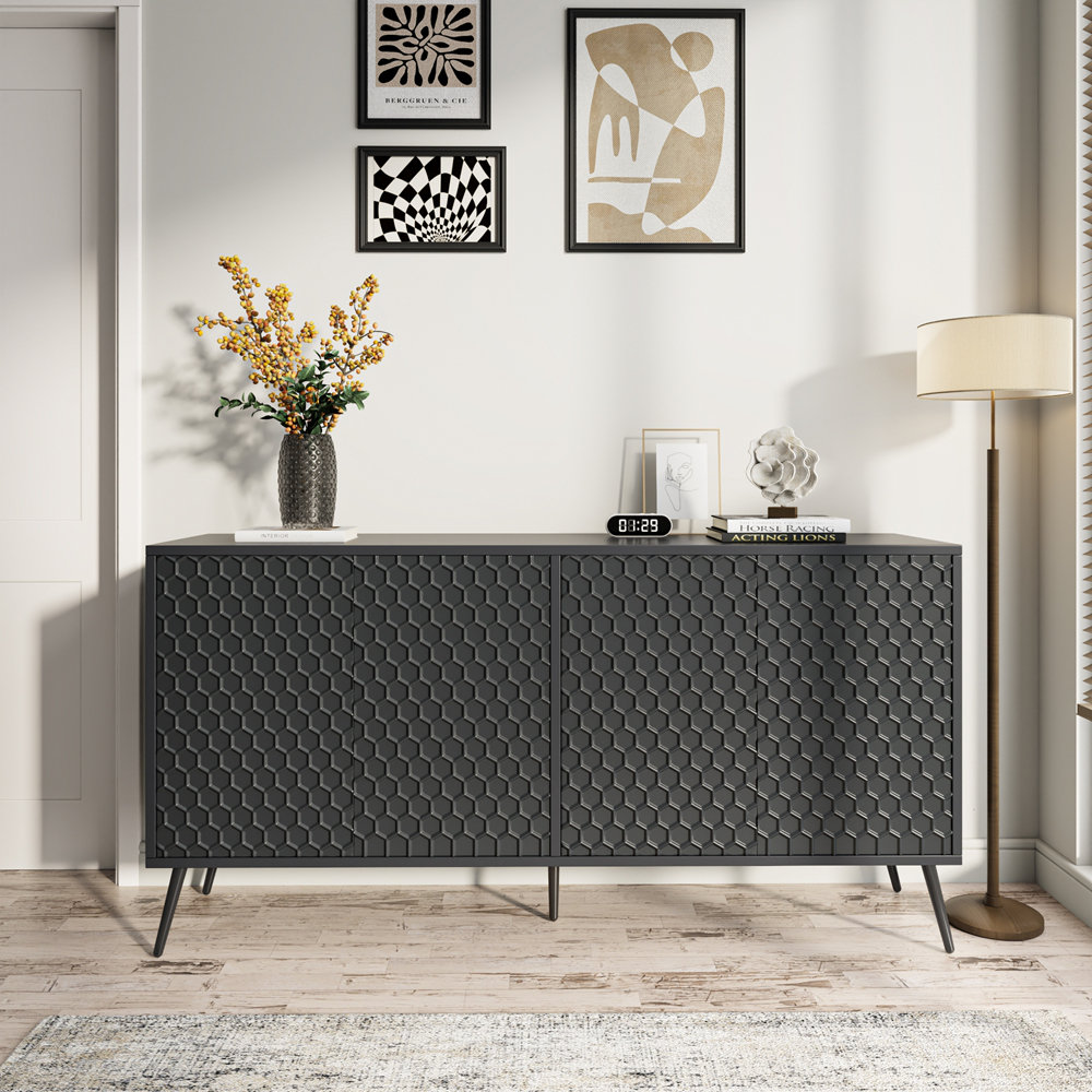 Corrigan Studio Modern Sideboard with 5 Support Legs 4 Adjustable ...