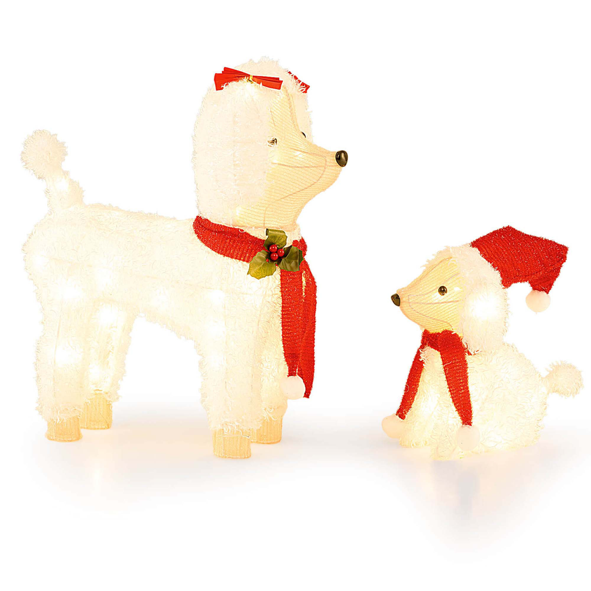 The Holiday Aisle® Pre-lit Mama & Baby Poodle Dogs 60 Warm White Led ...