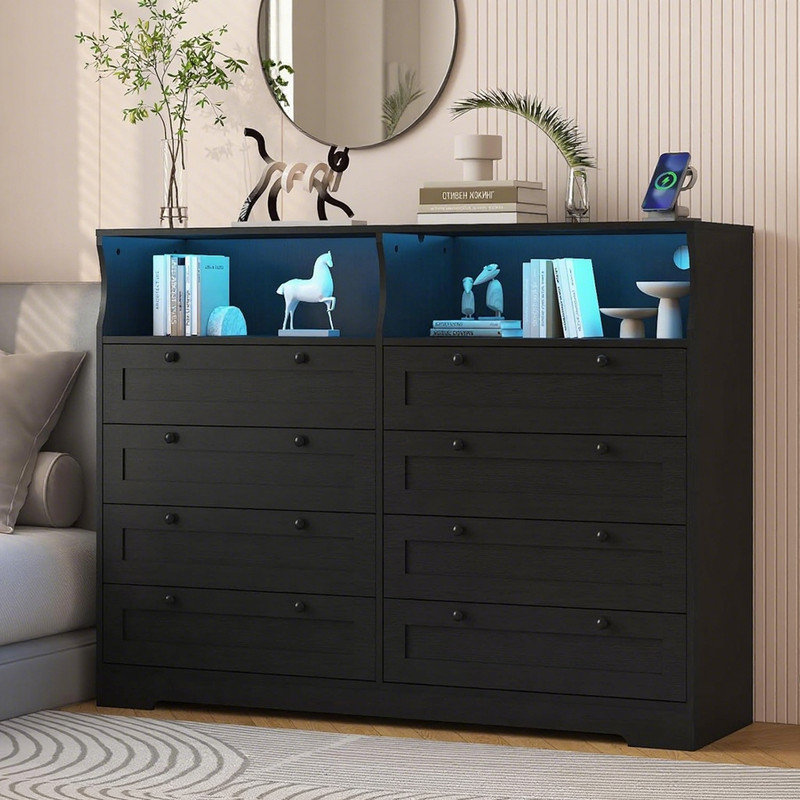 Wrought Studio™ Dresser for Bedroom, TV Stand Dresser with Charging ...