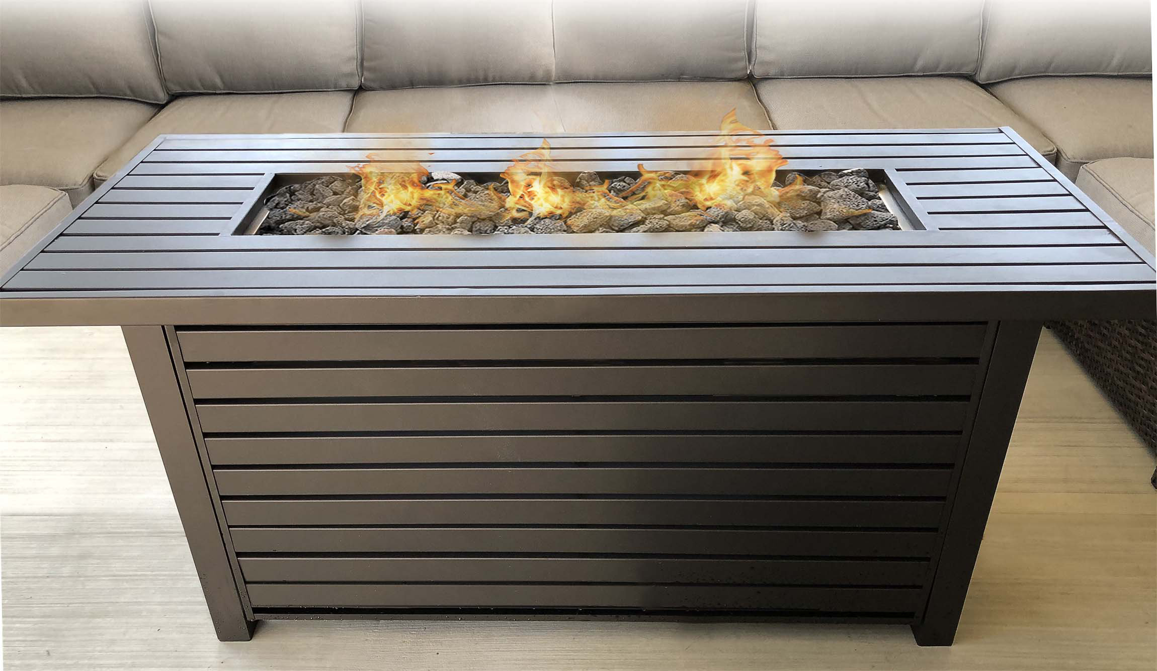 HBI home Casselton Steel Propane/Natural Gas Outdoor Fire Pit Table ...