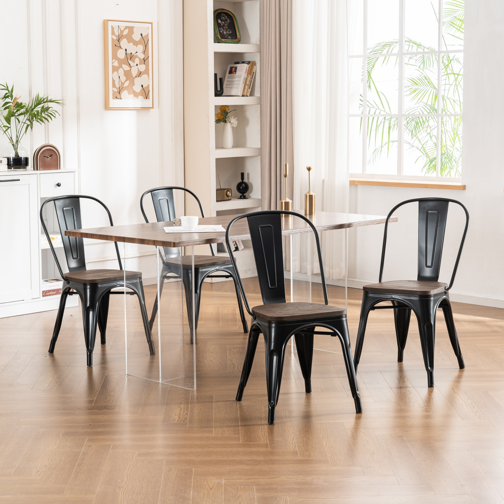 Williston Forge Modern Counter Stool with Metal Frame, Stacking Side ...