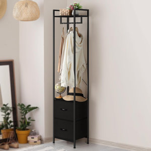 Latitude Run® Clothes Rack 3 Tiers Heavy Duty Coat Rack With 2 Fabric ...