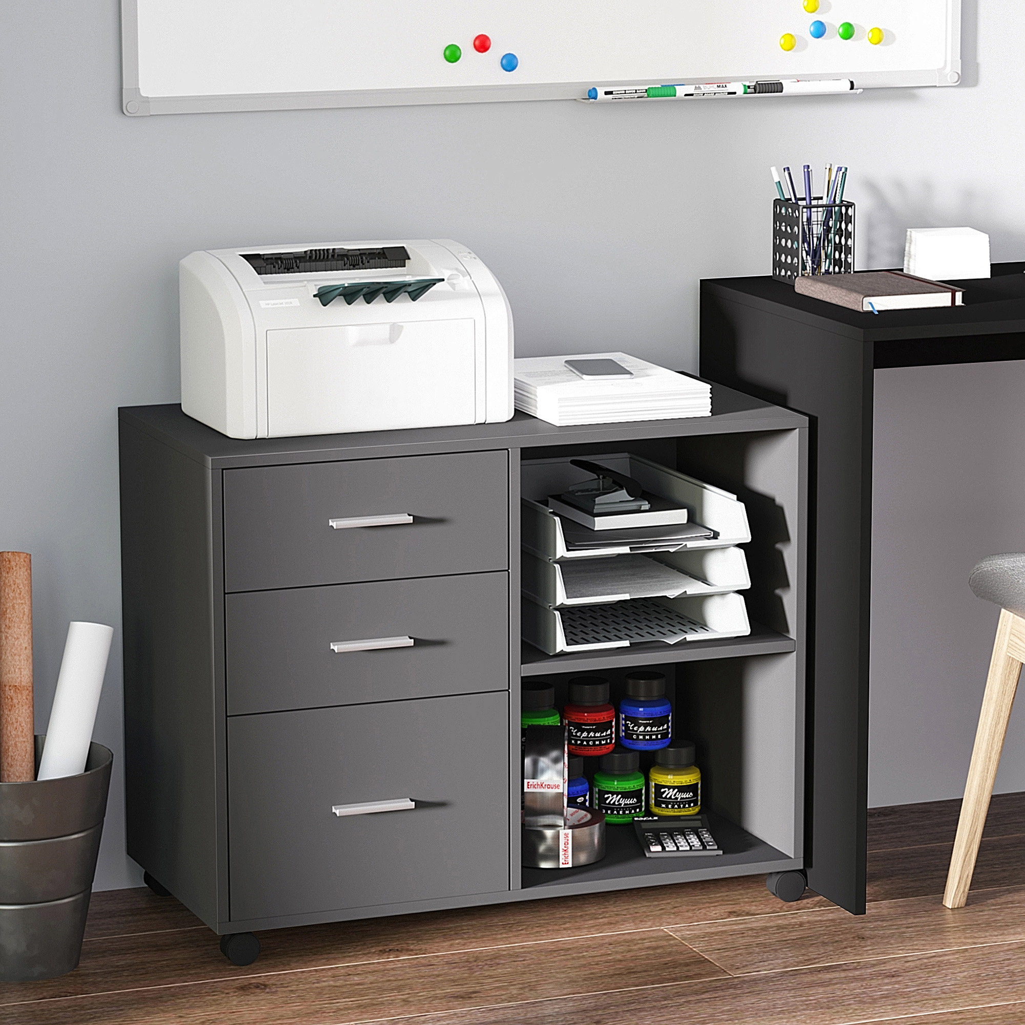 Ebern Designs Classeur latéral mobile à 3 tiroirs Leilamarie - Wayfair ...