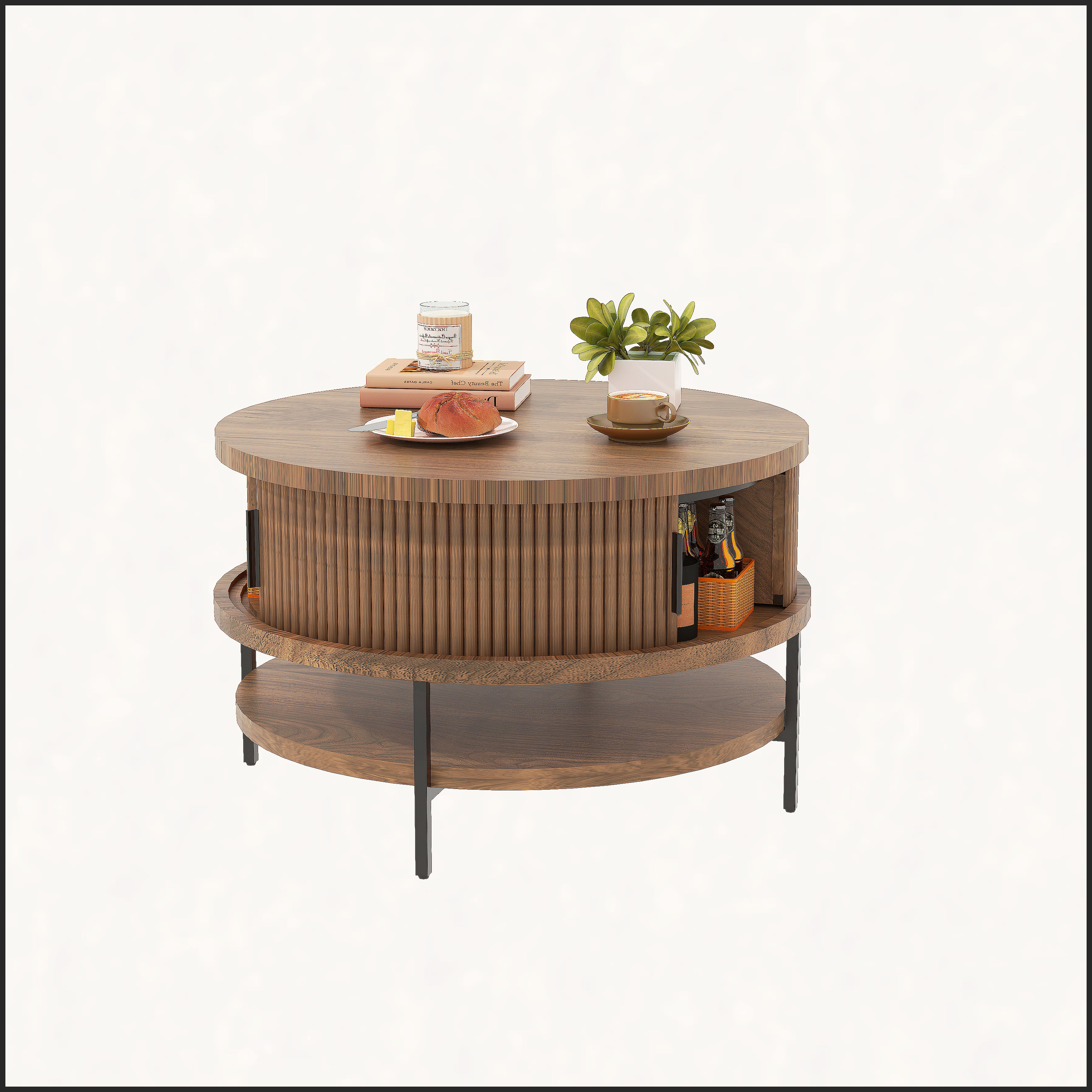 August Grove Flip-Top Round Coffee Table with Storage for Living Room ...