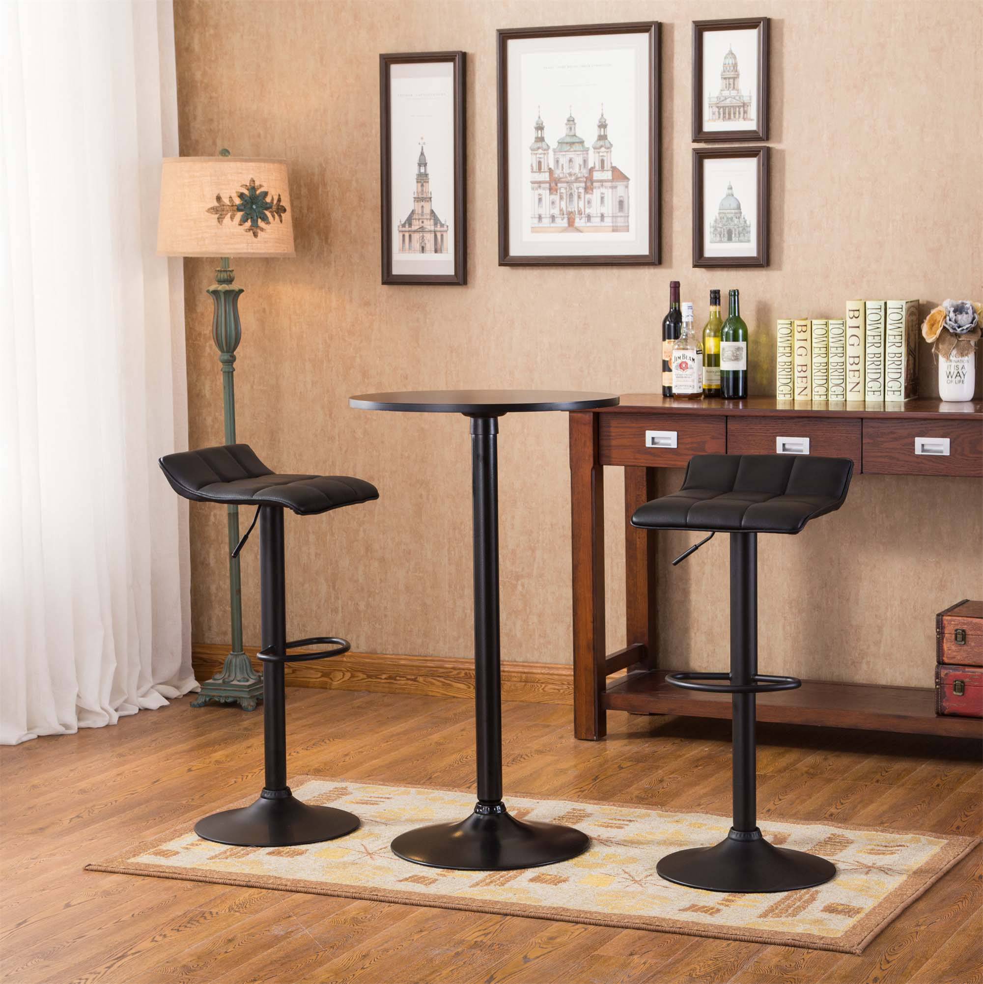 Wrought Studio Constence Round Top Adjustable Height Bar Table And 2 ...