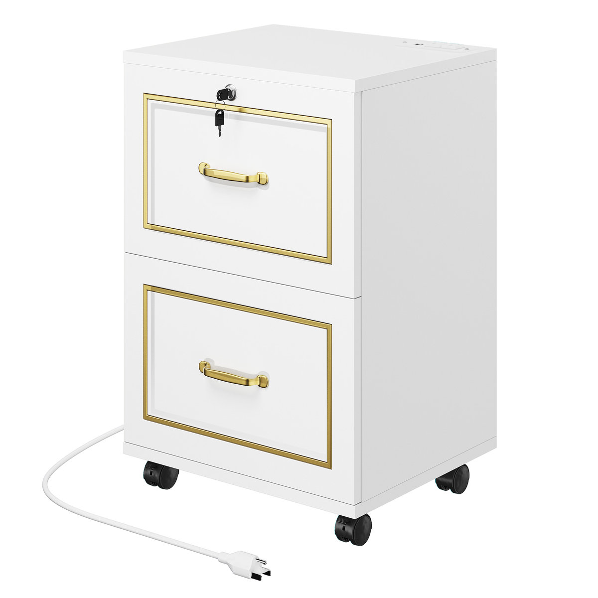 Inbox Zero 19'' Wide 2 -Drawer Mobile File Cabinet With Charging ...