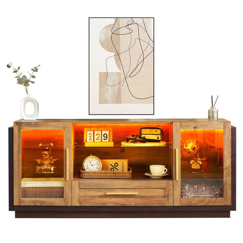 Wrought Studio™ 60" Modern Sideboard Buffet With Led Lights, Buffet ...