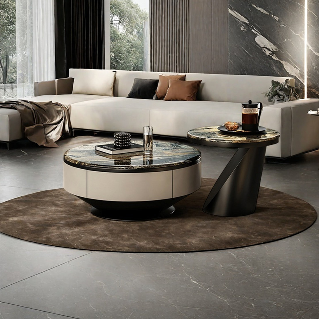Wu's StylishVault Round microcrystalline stone coffee table | Wayfair