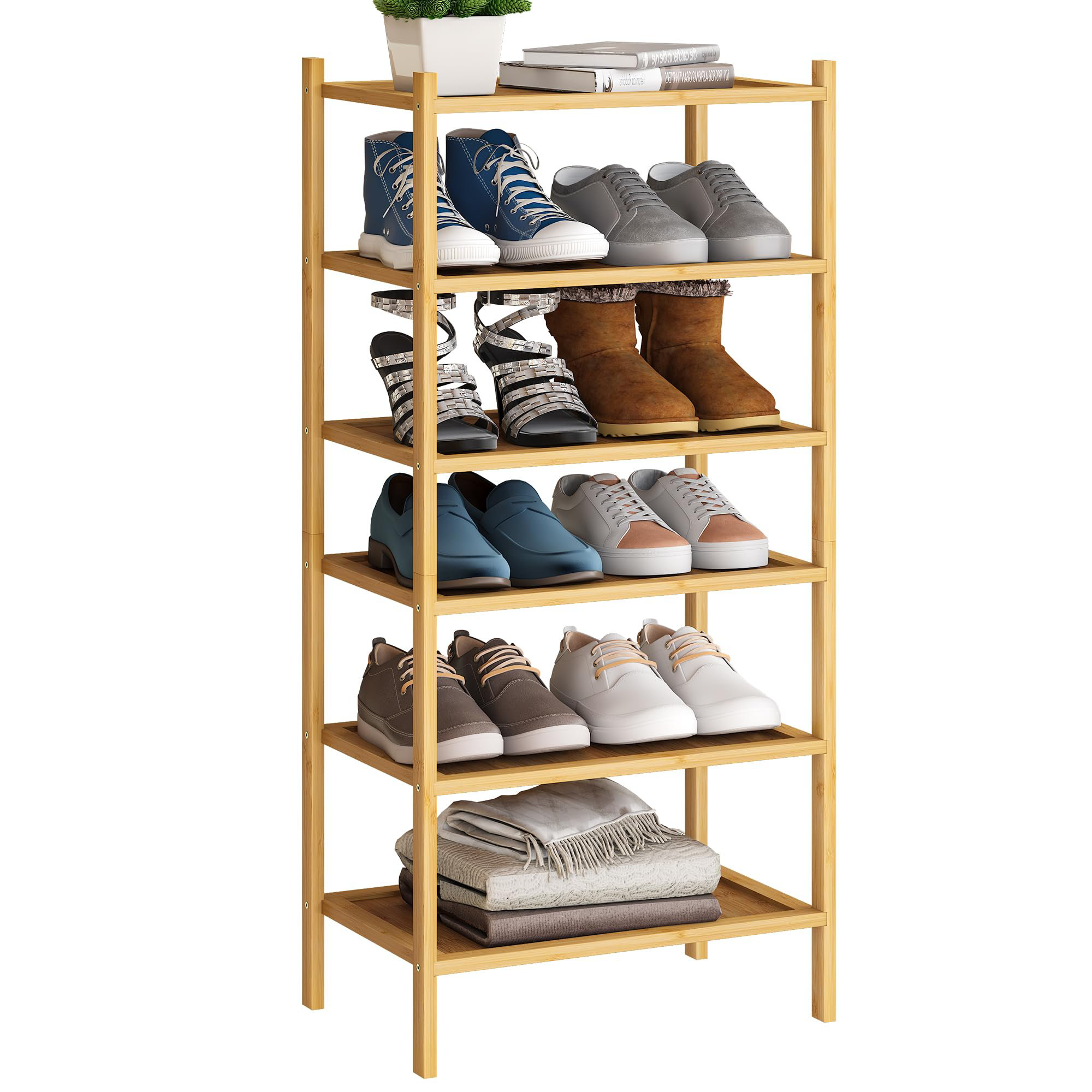 Ophelia & Co. Bamboo Small Shoe Rack Premium Stackable Shoe Shelf ...