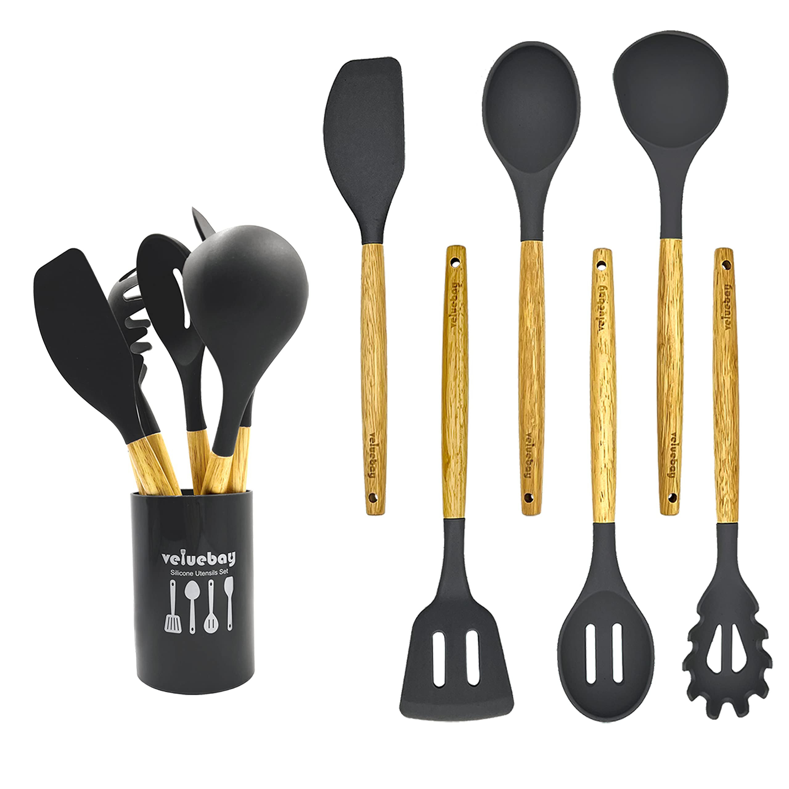 wuyi Complete 7-Piece Silicone Kitchen Utensils Set - Heat-Resistant ...