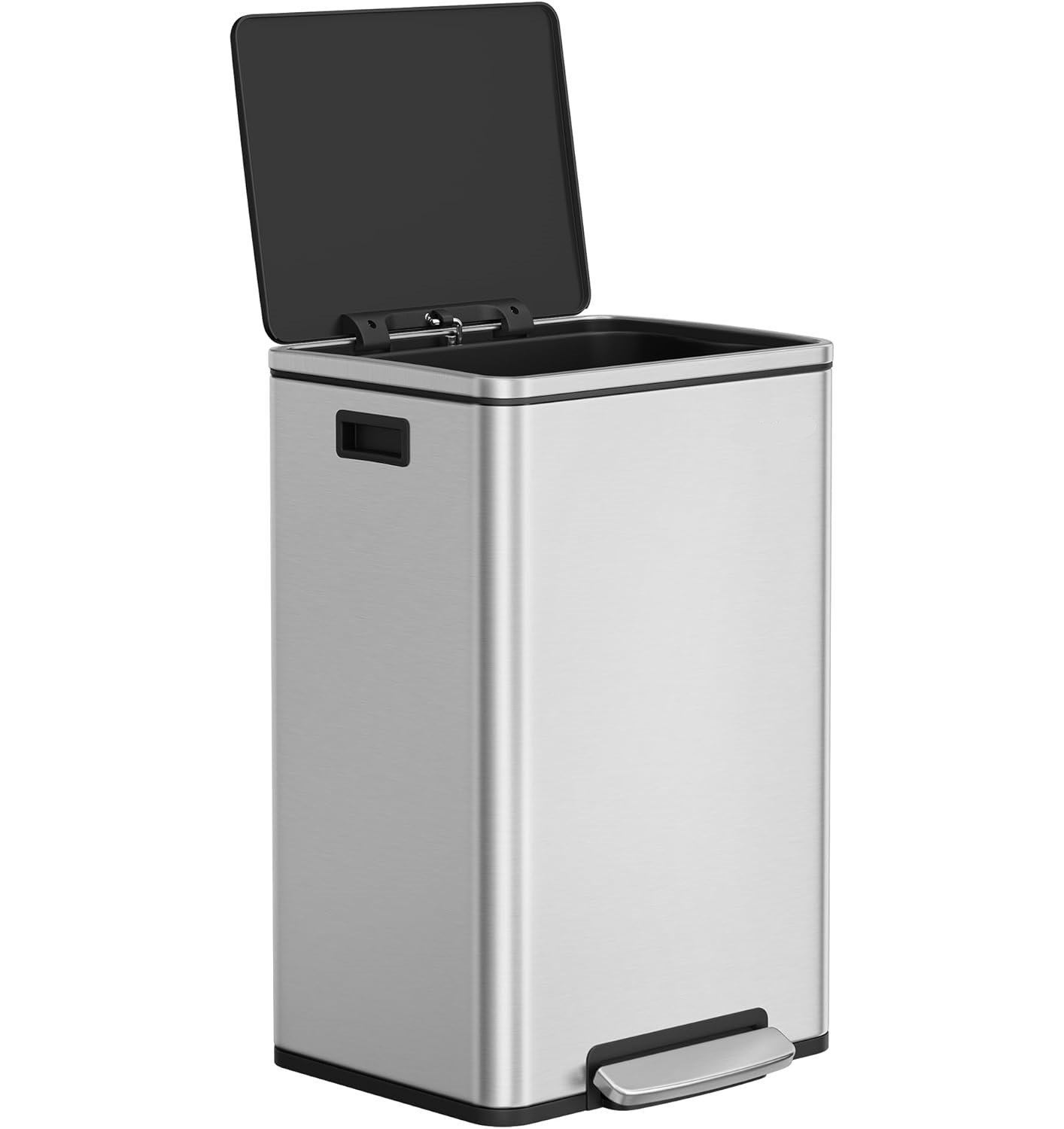 NEWERA 13-Gallon Gabbage Can with 15 Trash Bags Stainless Steel with ...