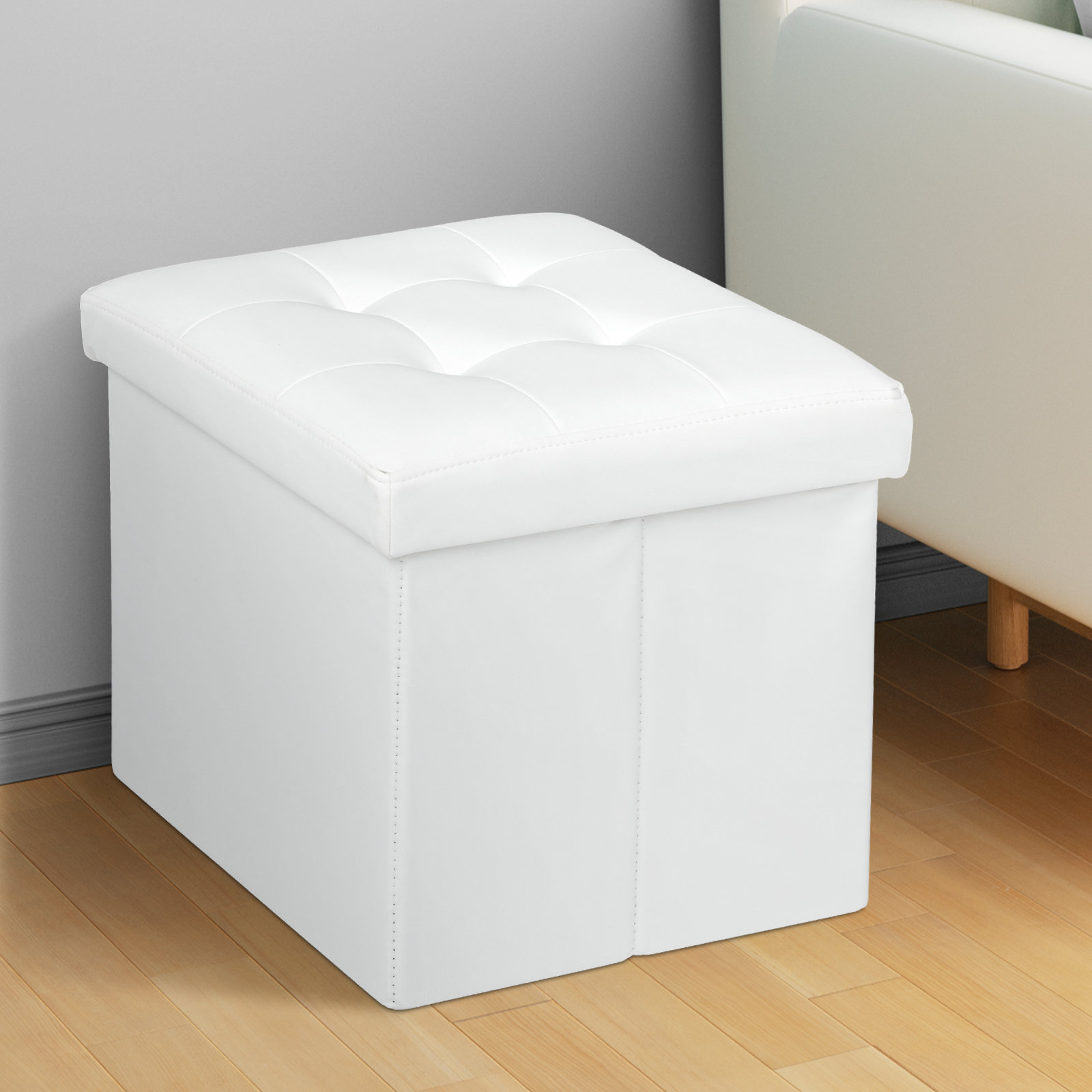 Ebern Designs PU leather Upholstered Storage Ottoman Multi-Functional ...