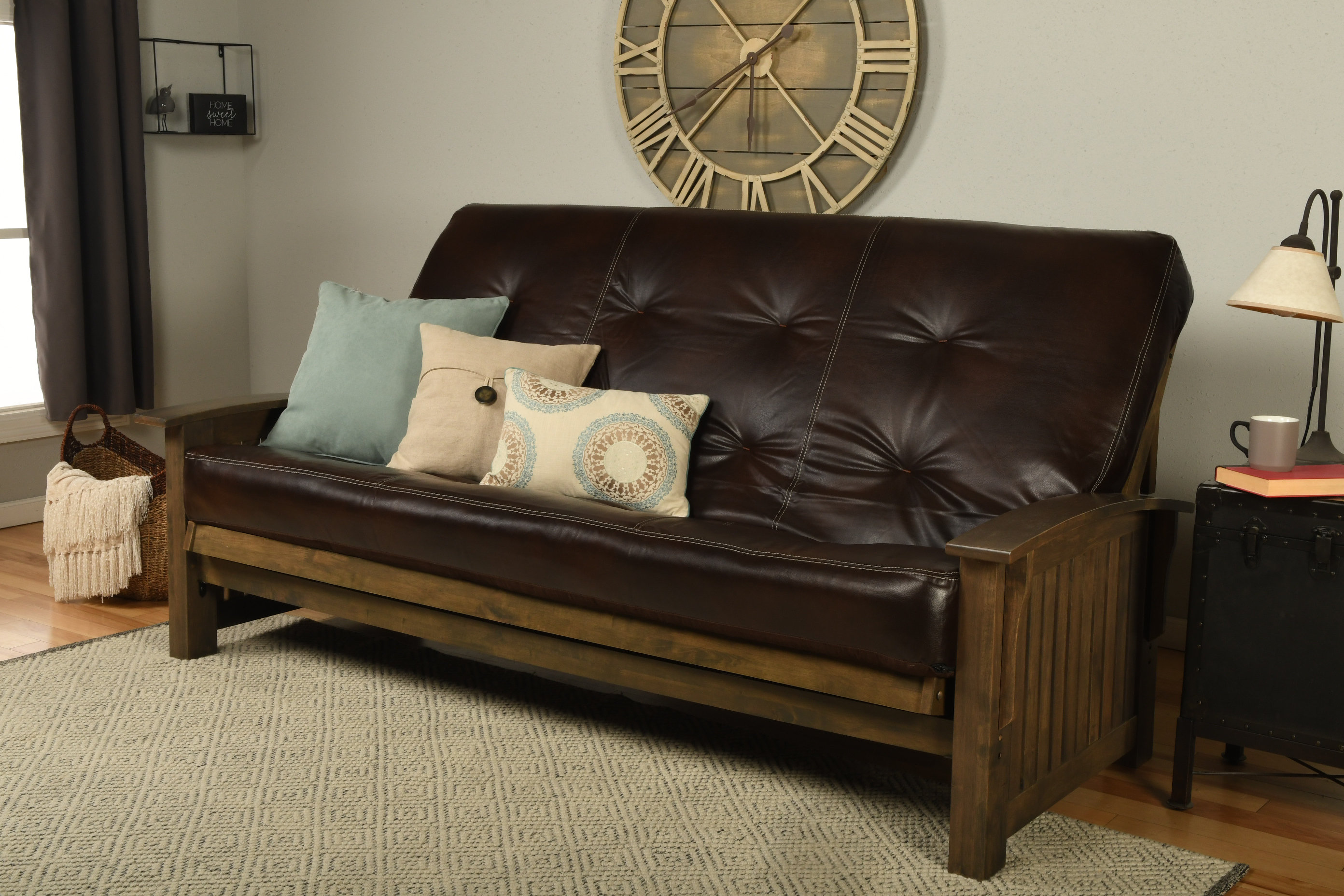 The Twillery Co. Stratford Queen 87" Wide Faux Leather Tufted Back ...