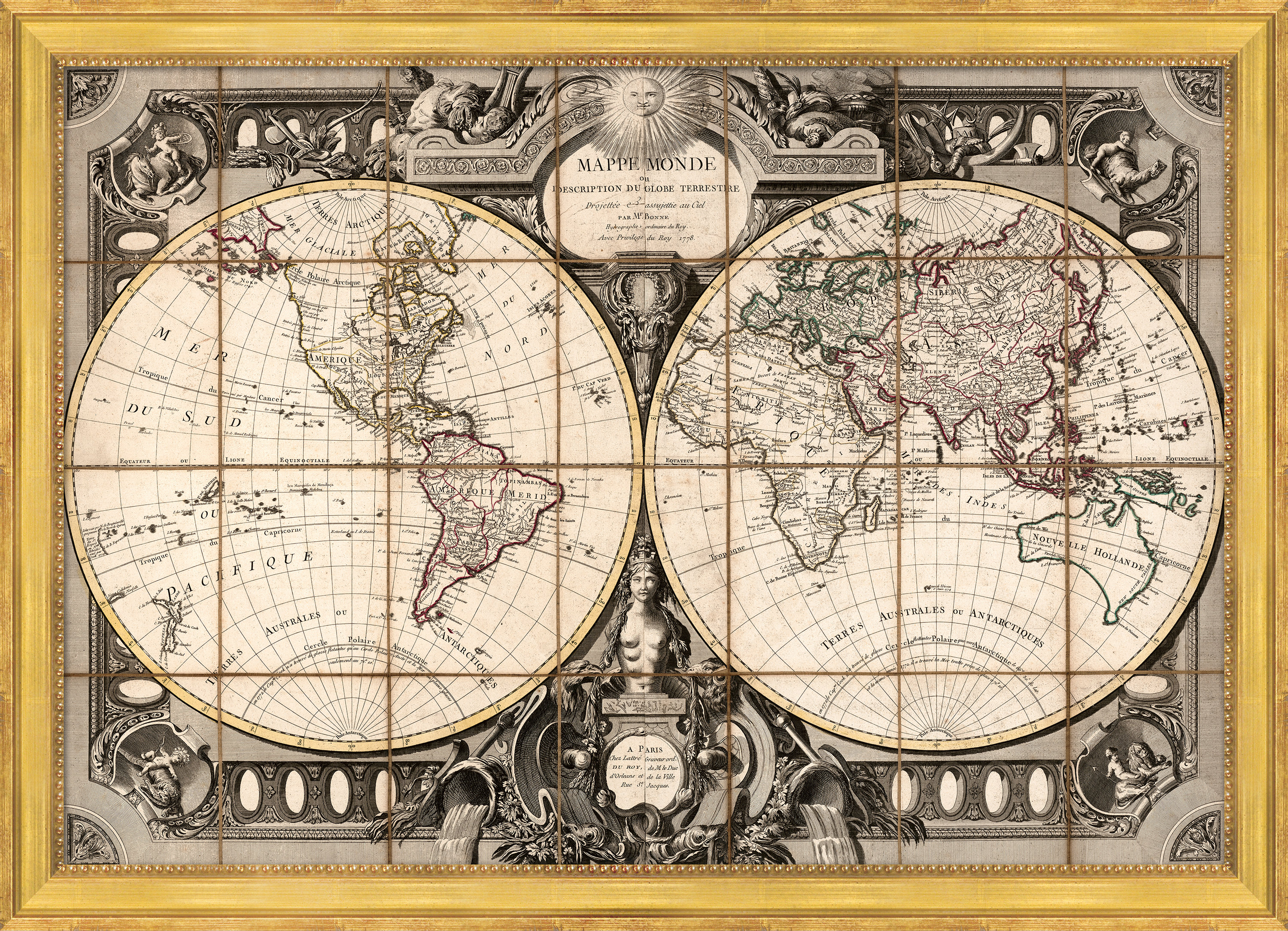 Soicher Marin '1778 World Map from Paris' Framed Graphic Art | Wayfair