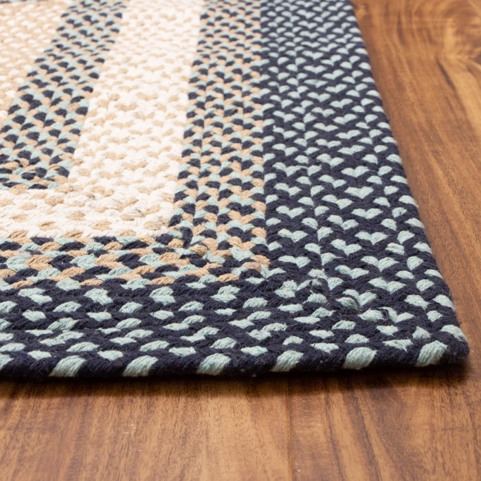 Dakota Fields Waterbury Farmhouse Handmade Braided Blue Area Rug | Wayfair