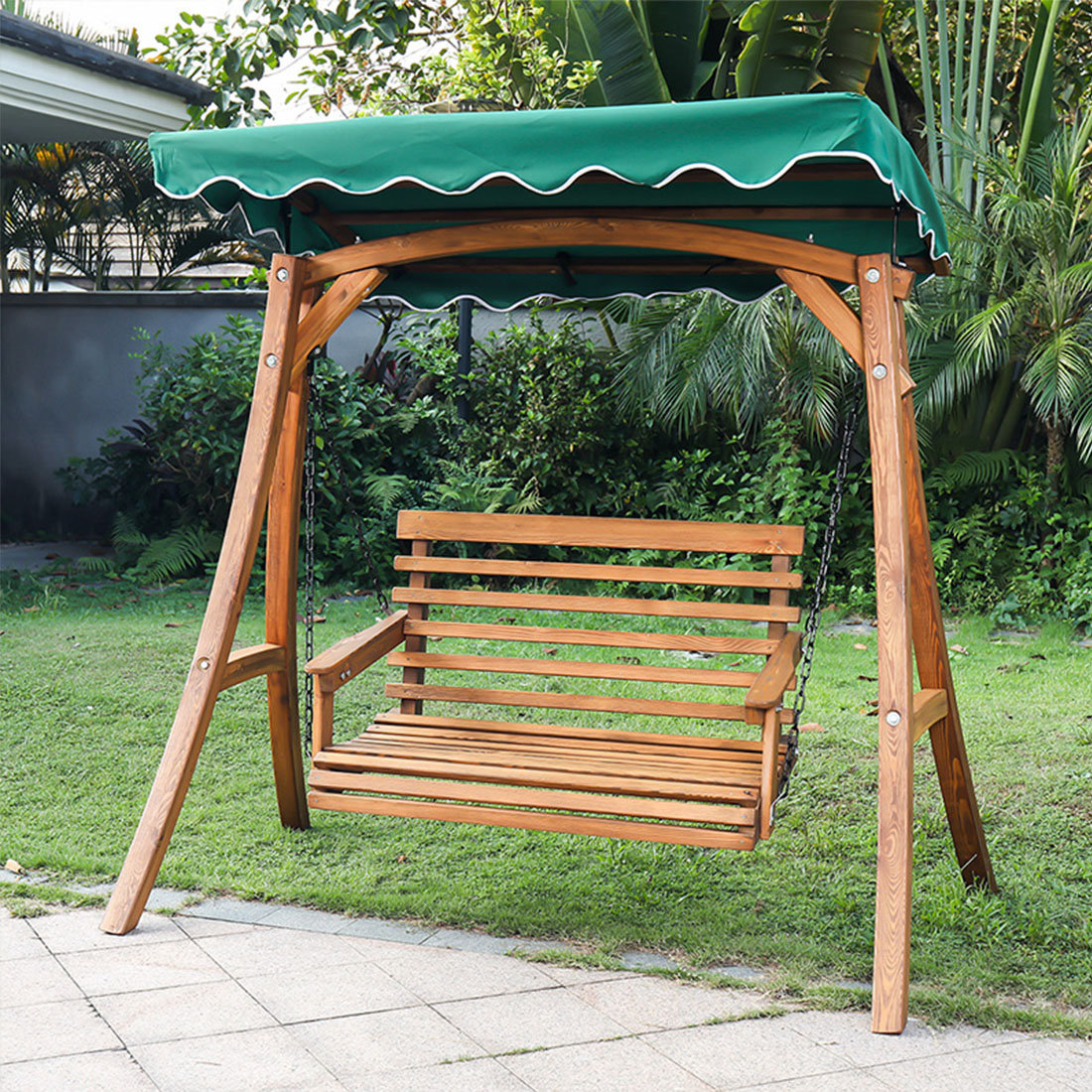 DineElegance.r Balancelle en bois massif pour 2 personnes avec auvent ...